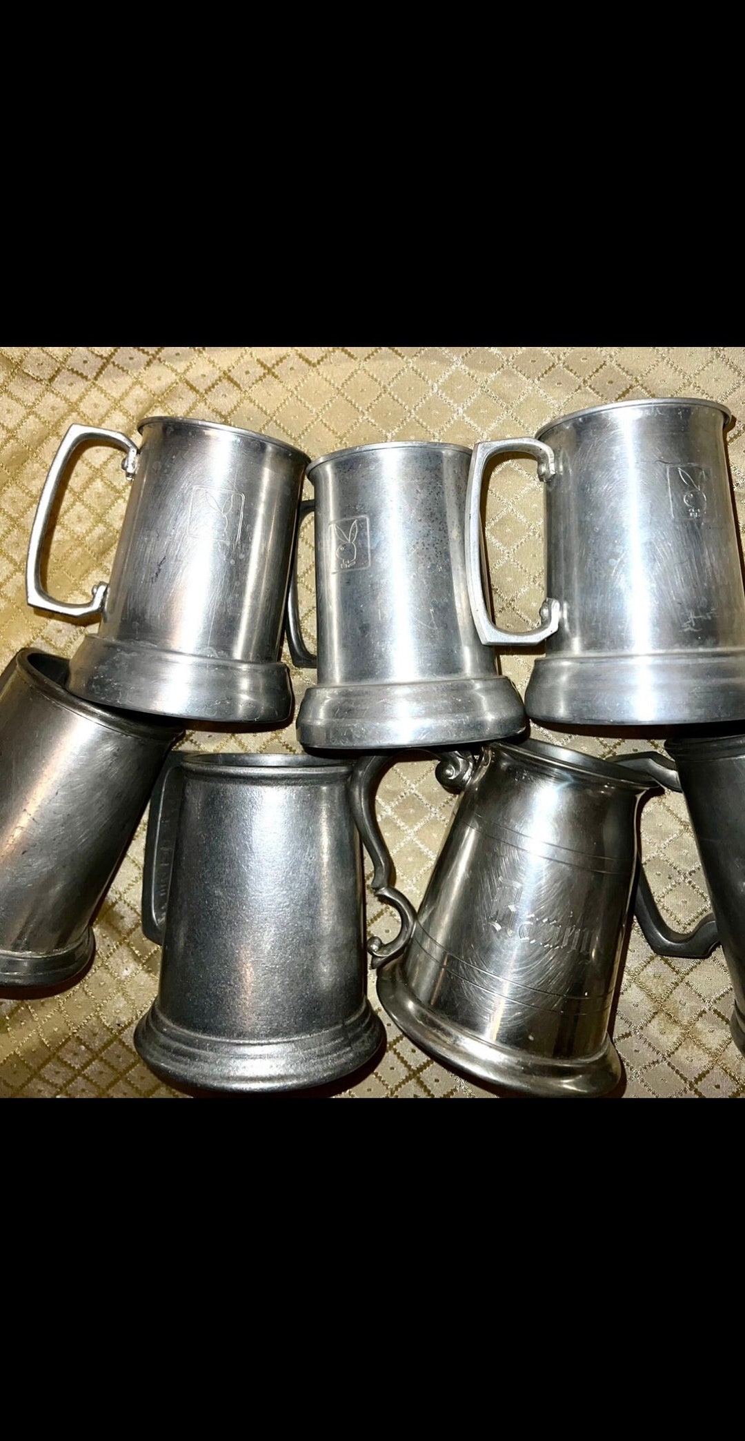 Vintage Heavy Pewter Mugs and a Couple of Aluminum Too. With and ...