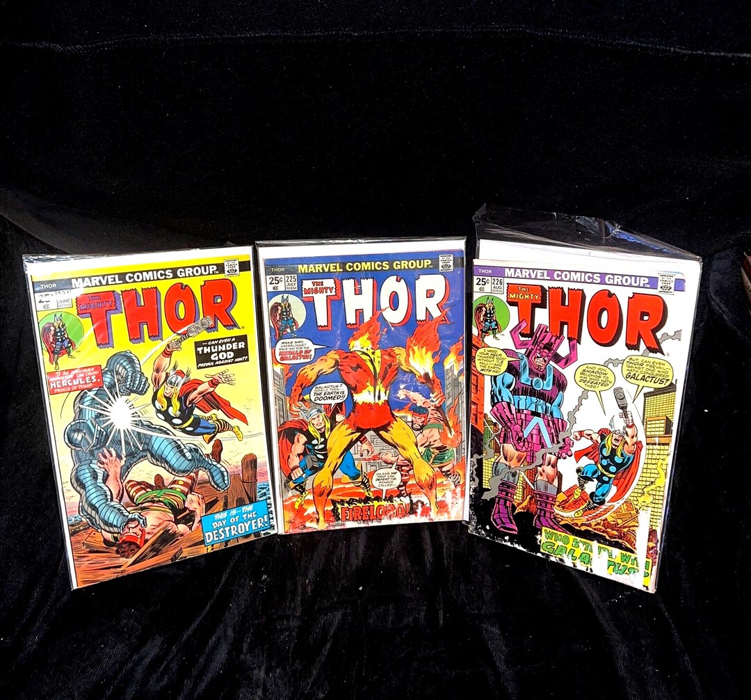 Thor KEYS 1st and 2nd Firelord, Galactus Cover Thor #224 Thor #225 and #226 Vintage 1974 Marvel ...