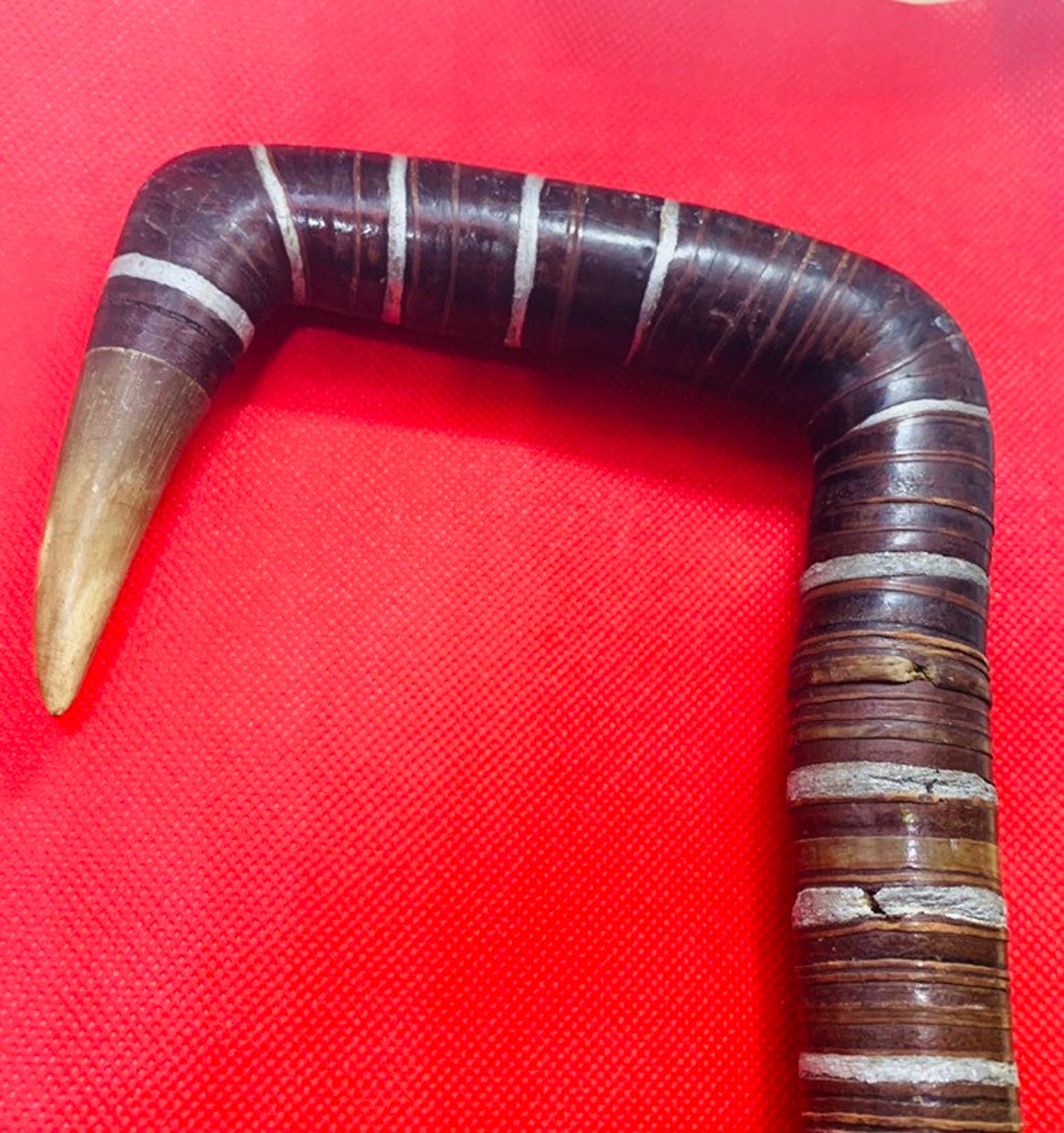 Antique Prison Made Stacked Leather Walking Cane. Heavy and Unique ...