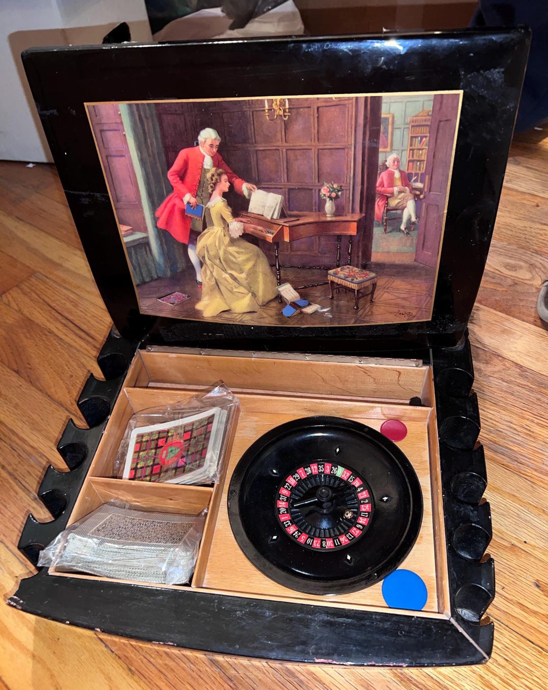 Casino Caddy W Old Italian Card Game. Roulette, Poker. Fancy Vintage ...