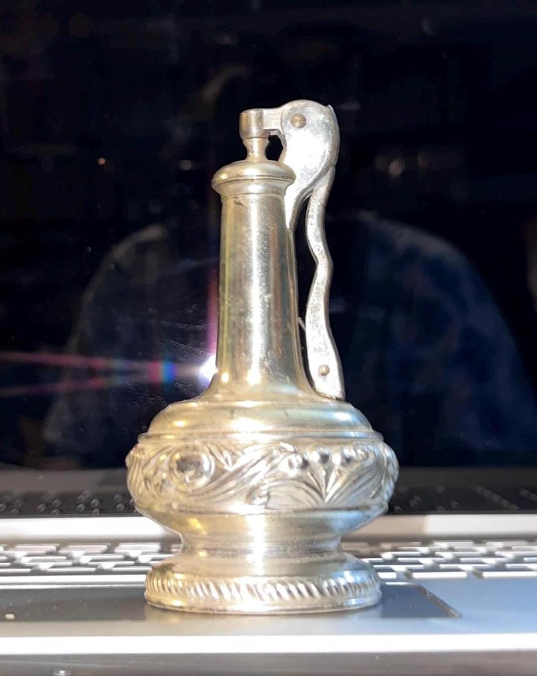 Vintage Genie Bottle Table Lighter Silver Plate and Patina Made in ...