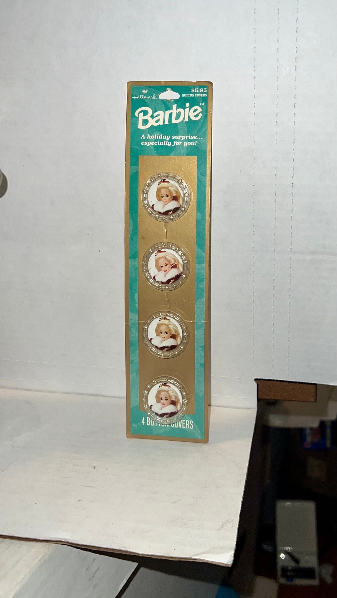Barbie Button Covers. Vintage Hallmark Holiday Button Covers. 4 New Old ...
