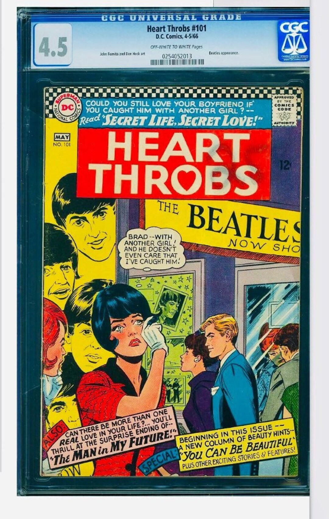 Heart Throbs #101 CGC 4.5 VG+ Beatles Cover! Vintage 1966 DC Comics ...