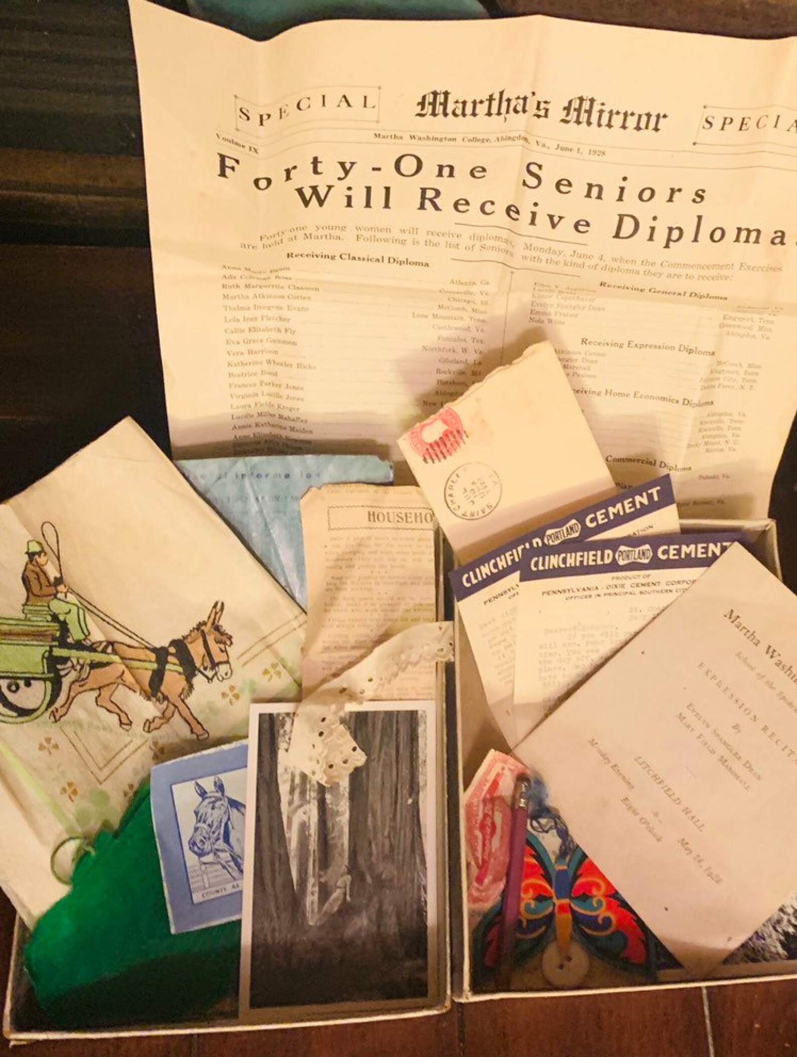 Antique Boxes With Vintage Ephemera Pictured in Box - Silver Suede Box ...