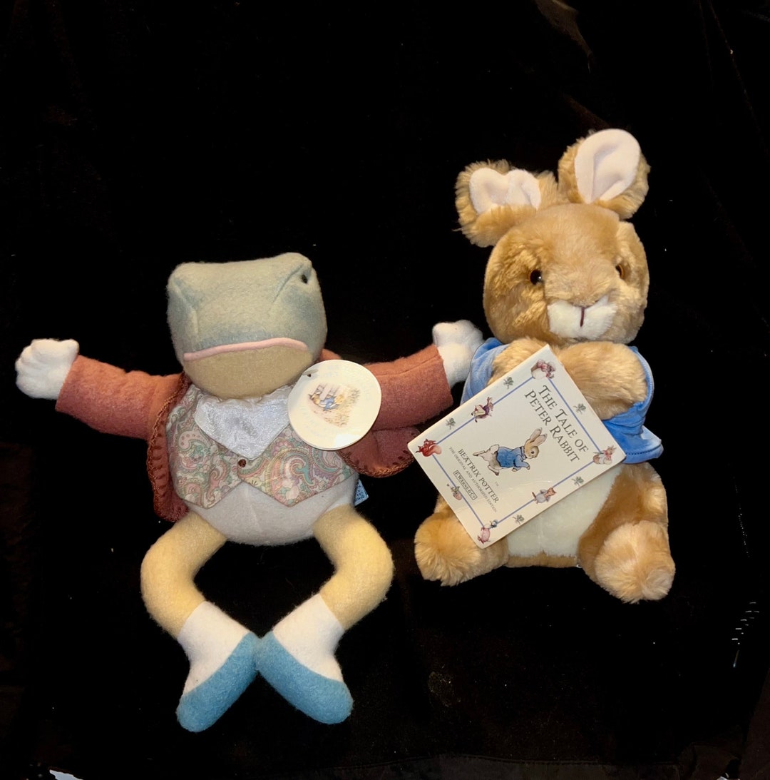 Beatrix Potters Peter Rabit Plush With the Book AND Jeremy Fisher Plush ...