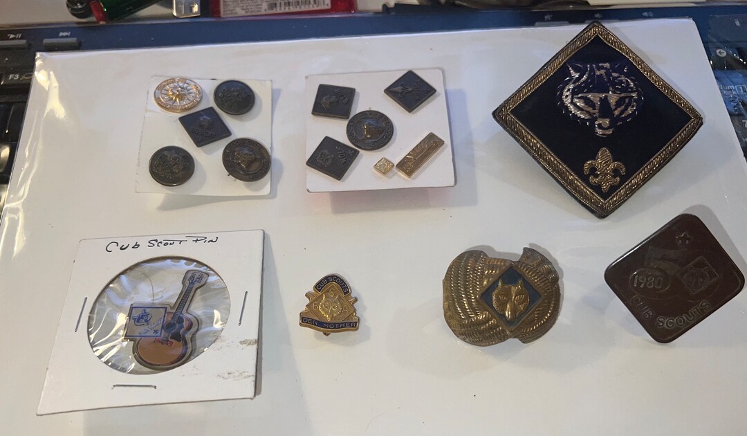 BSA Cub Scouts Den Mother Pin, Bullion Badge, Guitar Pin, 2 Vintage Pin ...