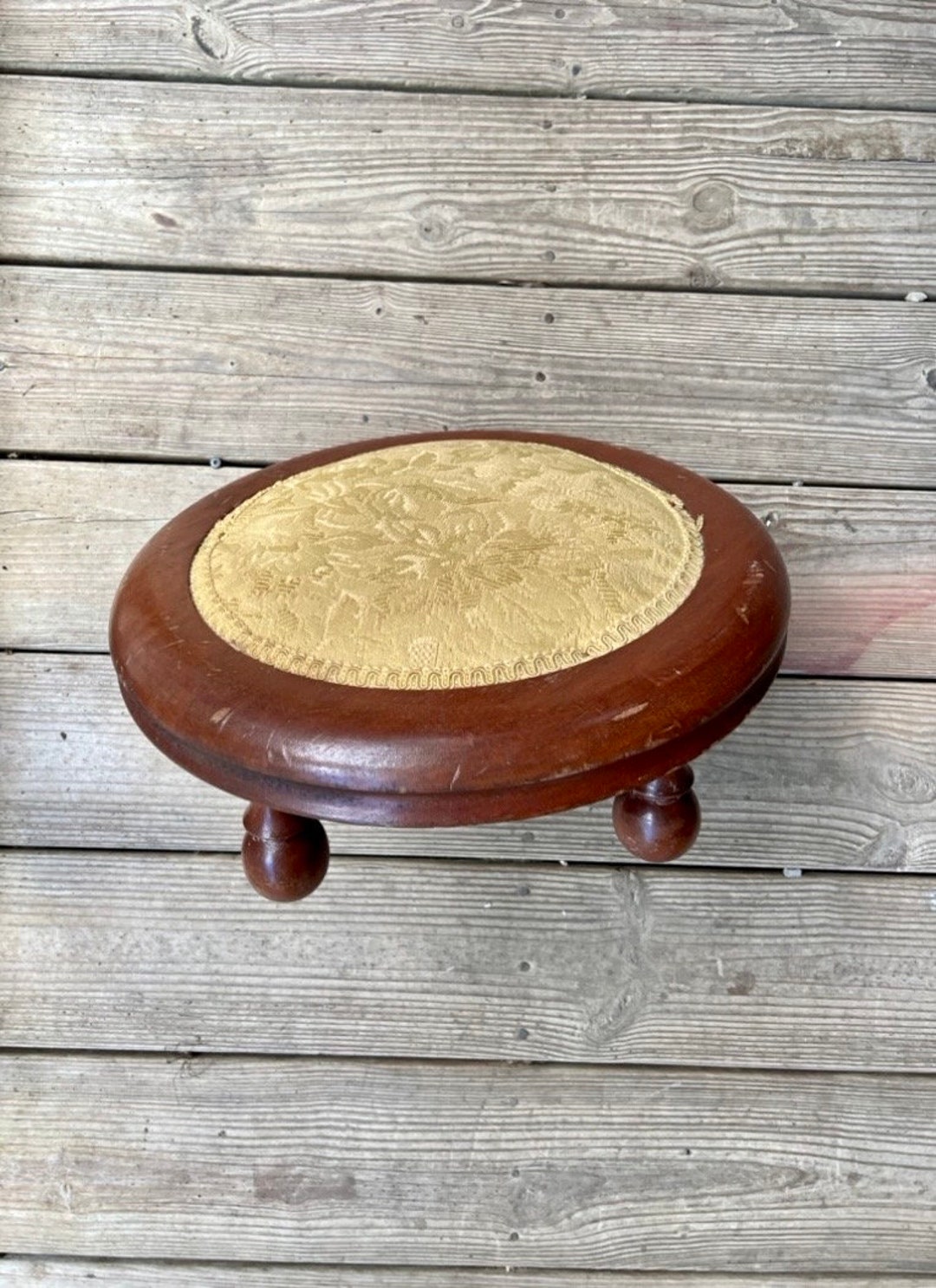 Foot Stool Vintage Round Wooden Foot Stool With Raised Padded Round 15 ...