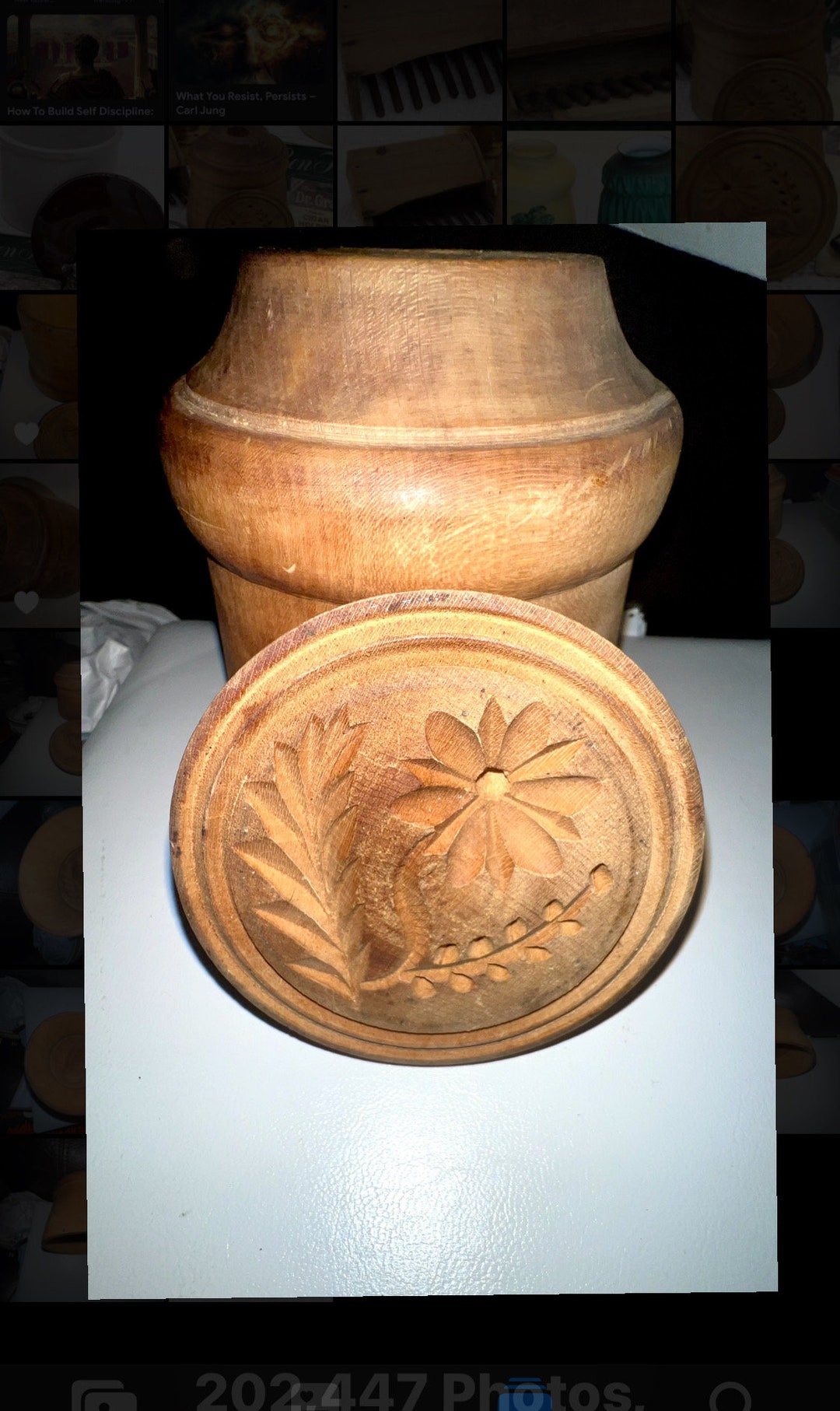 Antique Primitive Butter Print Carved Wood With Floral Design Unique ...