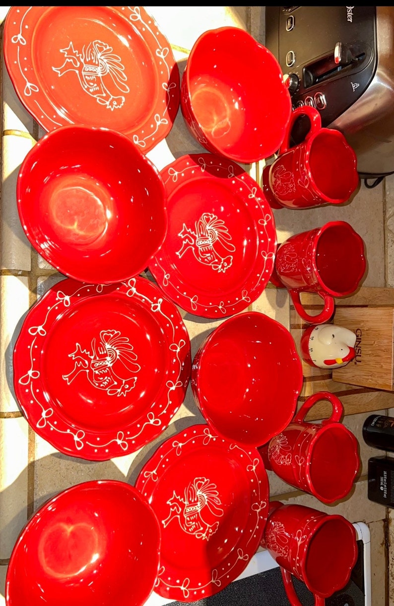 Rare Red Rooster Stoneware Set in Time 4 Christmas the Ones - Etsy