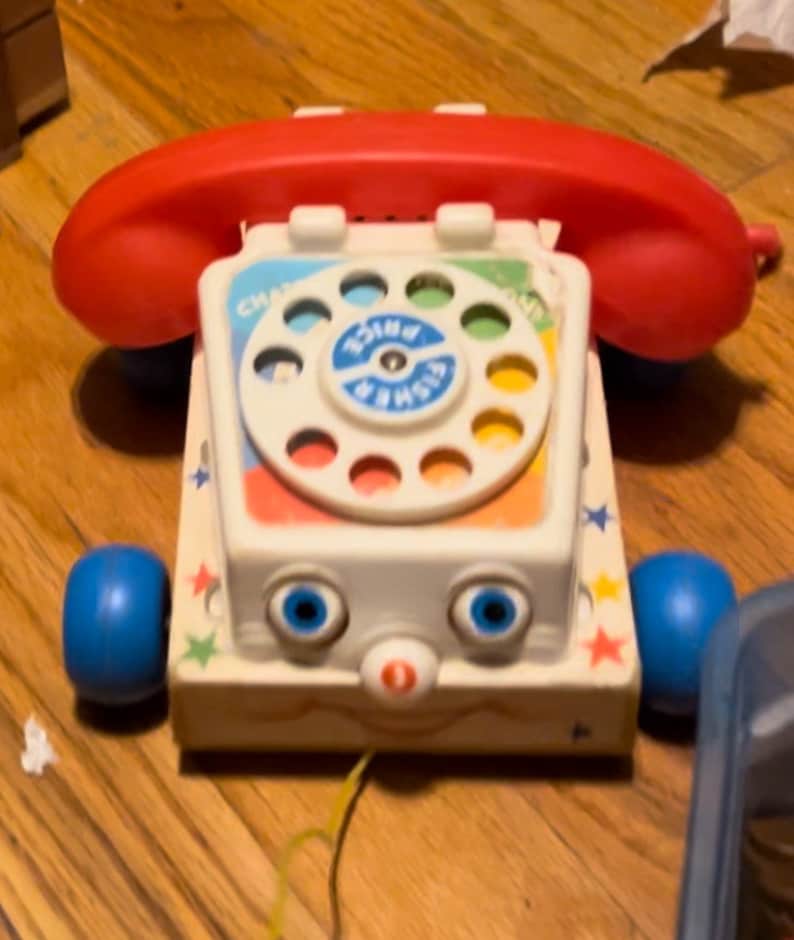 Vintage 1980s Fisher Price Chatter Box Telephone Pull Toy With Moving ...