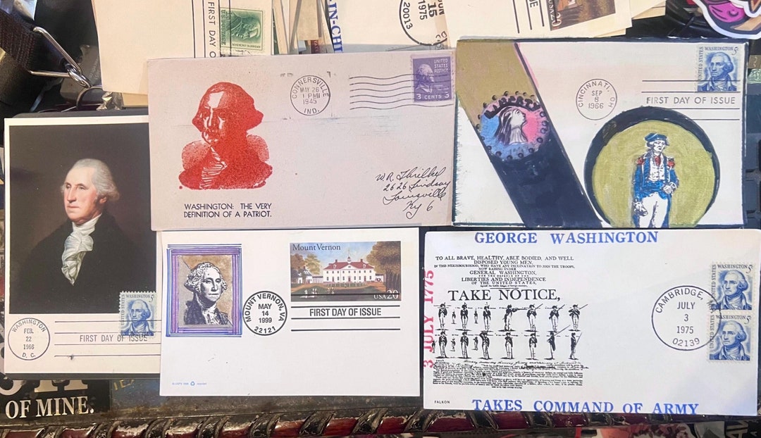 George Washington Stamps, Post Cards 1st Day Covers 1945, 1966 (x2 ...