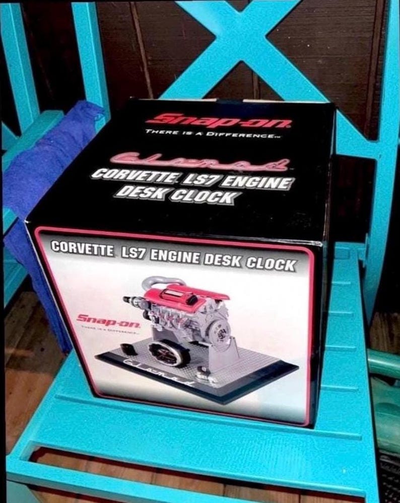 Snap-on Tools Corvette LS7 Engine Desk Clock, 1:6 Scale NIB HTF Engine ...