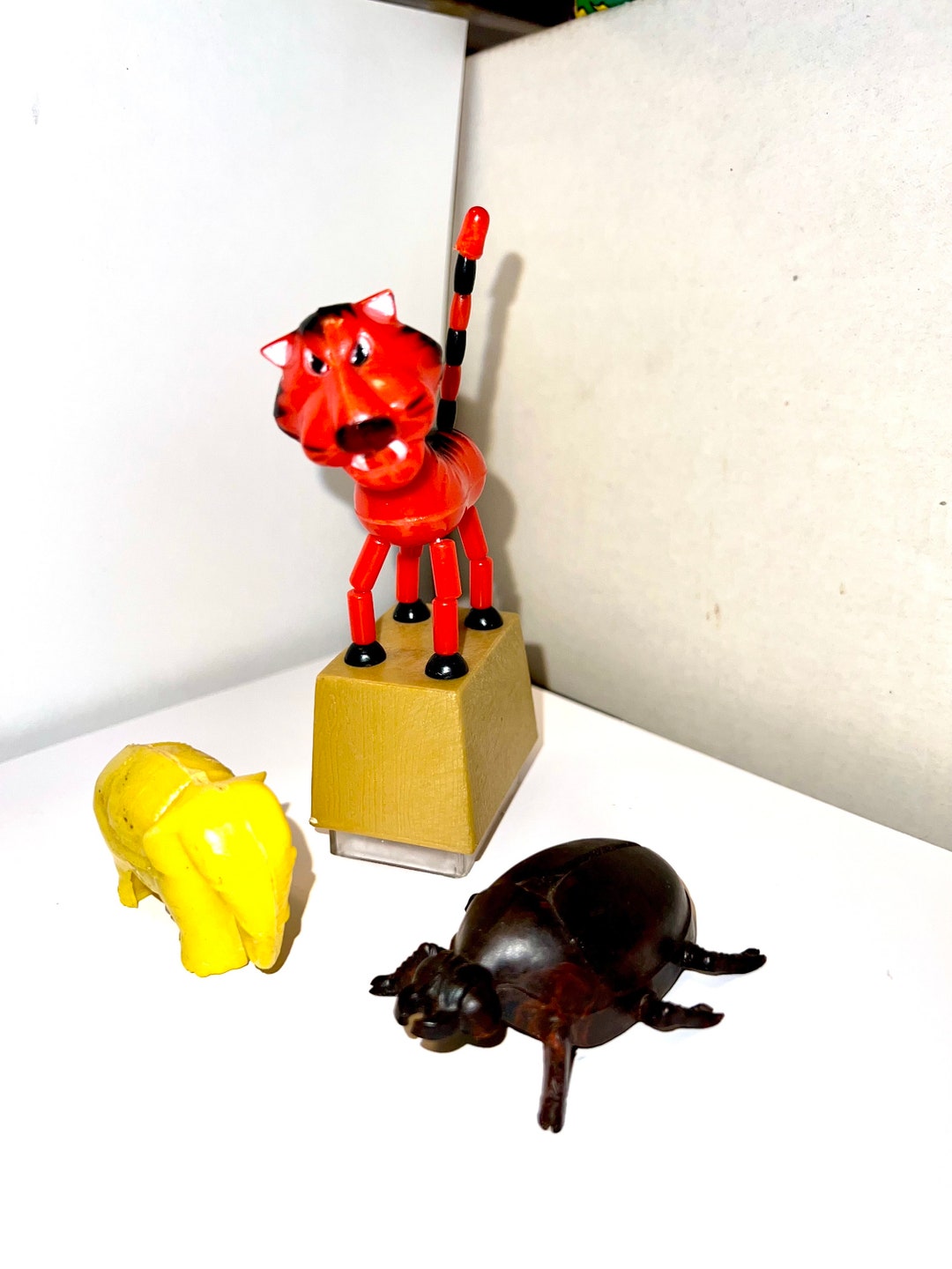 Pencil Sharpener Collection W/ Vintage 1970s British Push Puppet Tiger ...