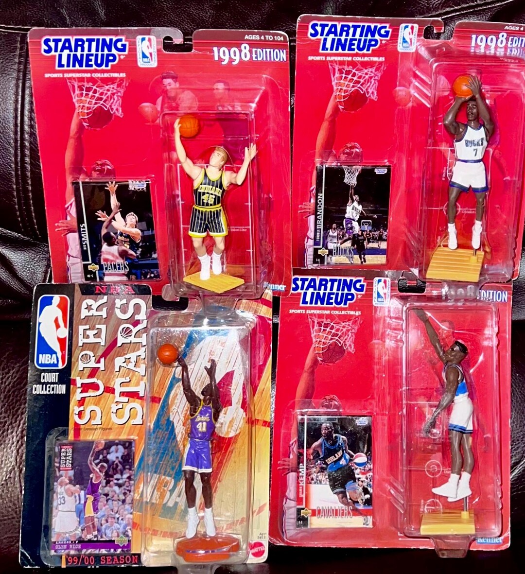 Starting Lineup 1998 NBA Action Figures W Collector Cards! New in ...
