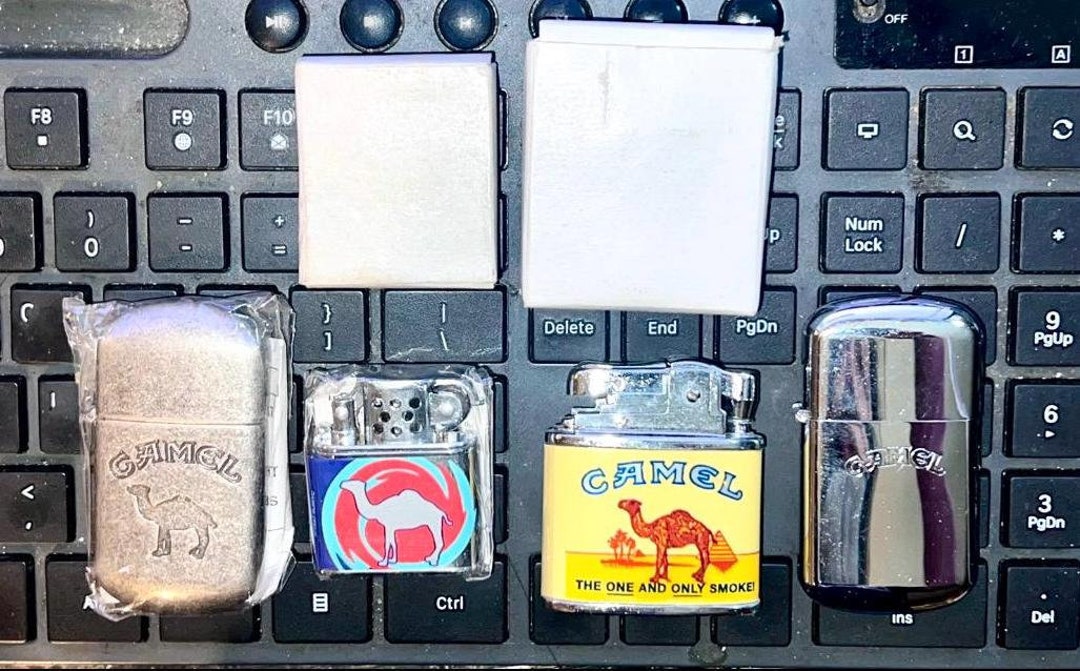 Camel Cigarette Lighters. Vintage 1990s Large Chrome, Silver, Mini ...