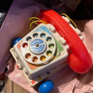 Vintage 1980s Fisher Price Chatter Box Telephone Pull Toy With Moving ...