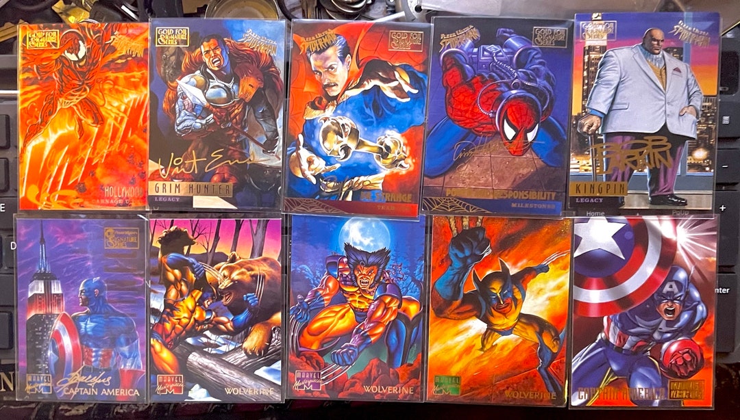 Marvel Trading Cards. Vintsge 1990’s Fleer. Marvel Masterpieces, Gold ...