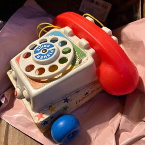 Vintage 1980s Fisher Price Chatter Box Telephone Pull Toy With Moving ...