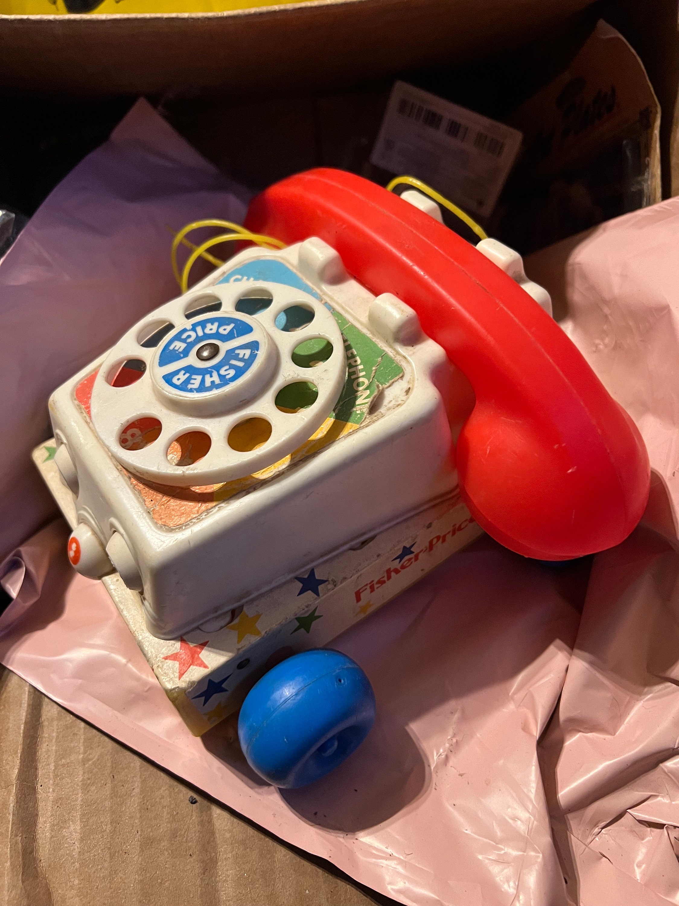 Vintage 1980s Fisher Price Chatter Box Telephone Pull Toy With Moving ...