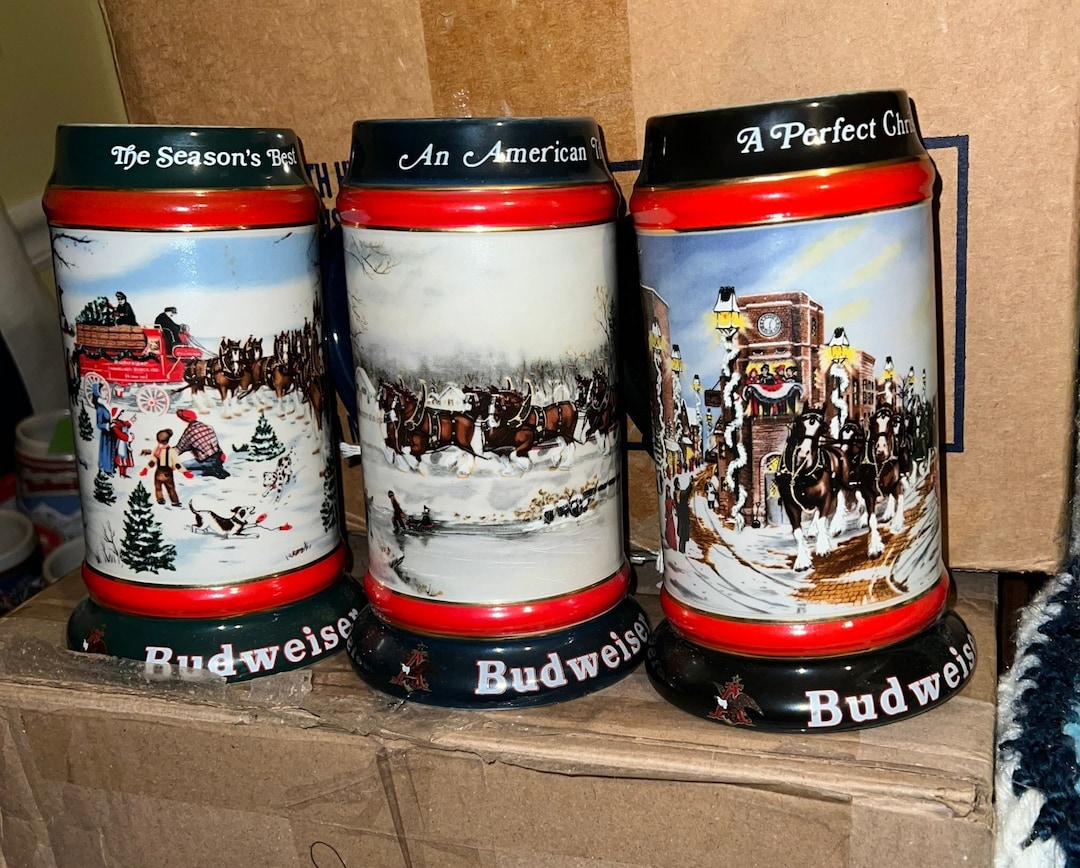 Anheuser-bush Budweiser Vintage Holiday Steins 1990, 1991, 1992 ...