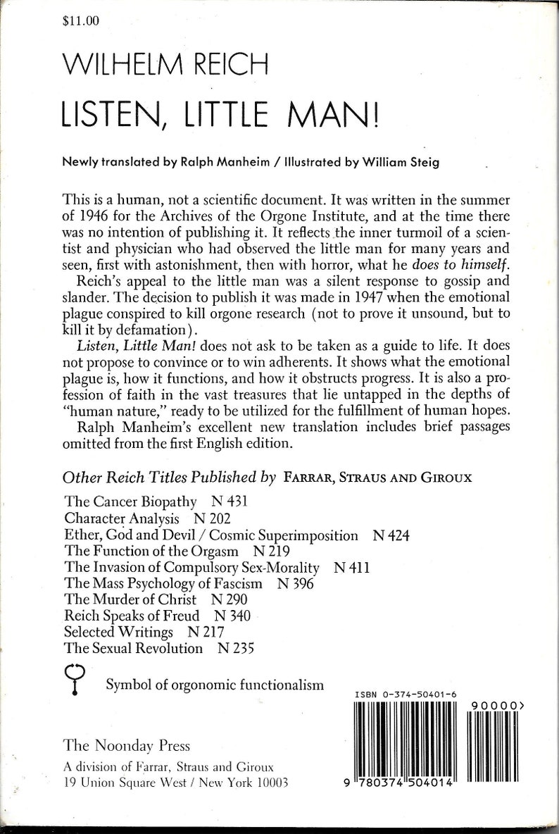 Listen Little Man by Wilhelm Reich. Written in 1946 in Answer - Etsy