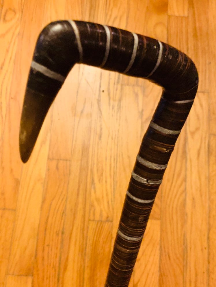 Antique Prison Made Stacked Leather Walking Cane. Heavy and Unique ...