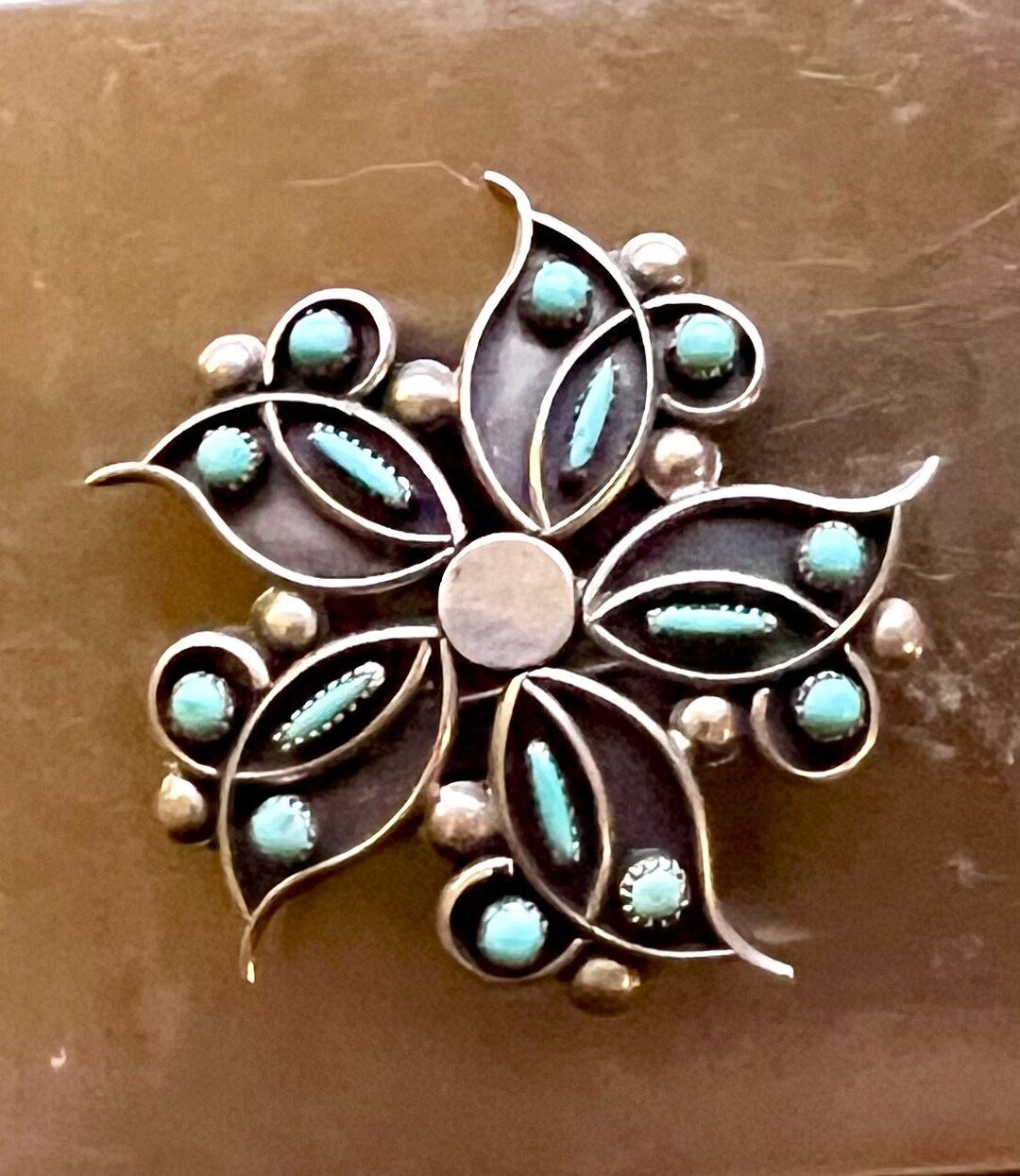 Zuni Sterling Silver & Turquoise Both Pendent AND a Pin. Remarkable ...