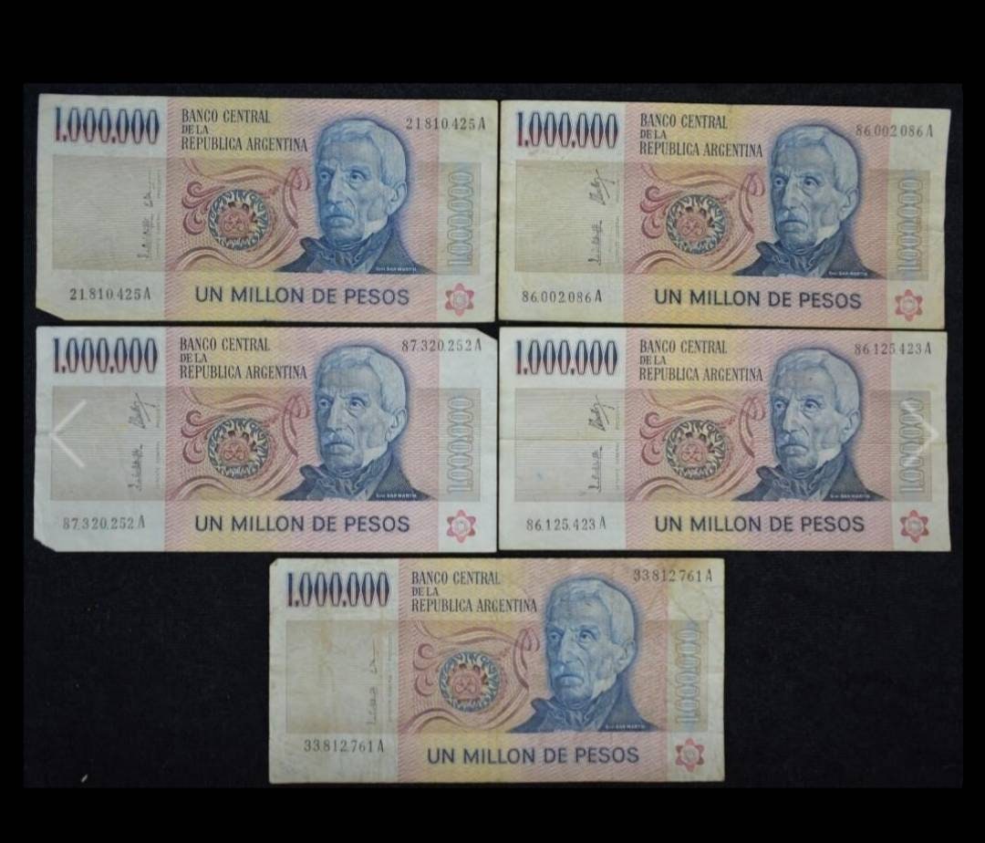 Argentina One Million Peso 1000000 Peso Hyperinflation Notes ...