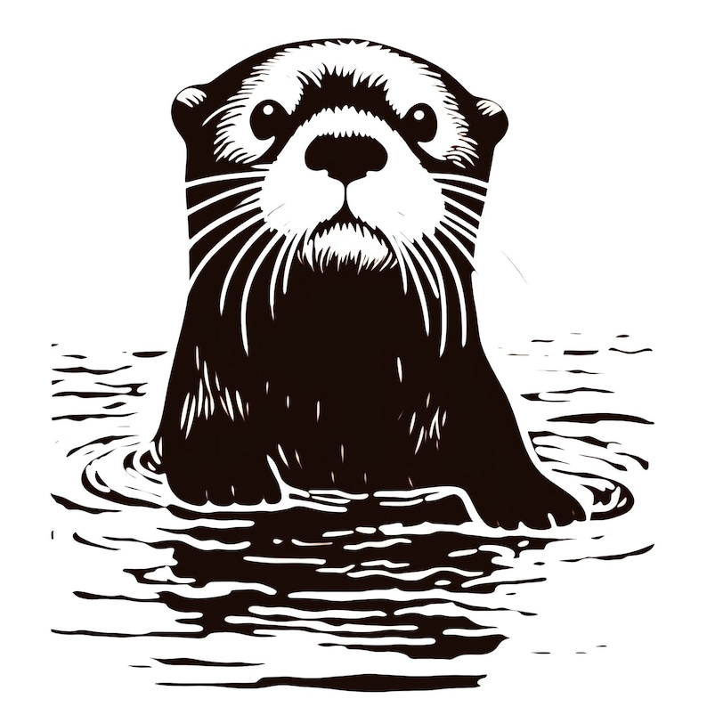 15 Otter Linocut Woodcut Tracing Designs - A4 A5 A6 & US Letter Size ...