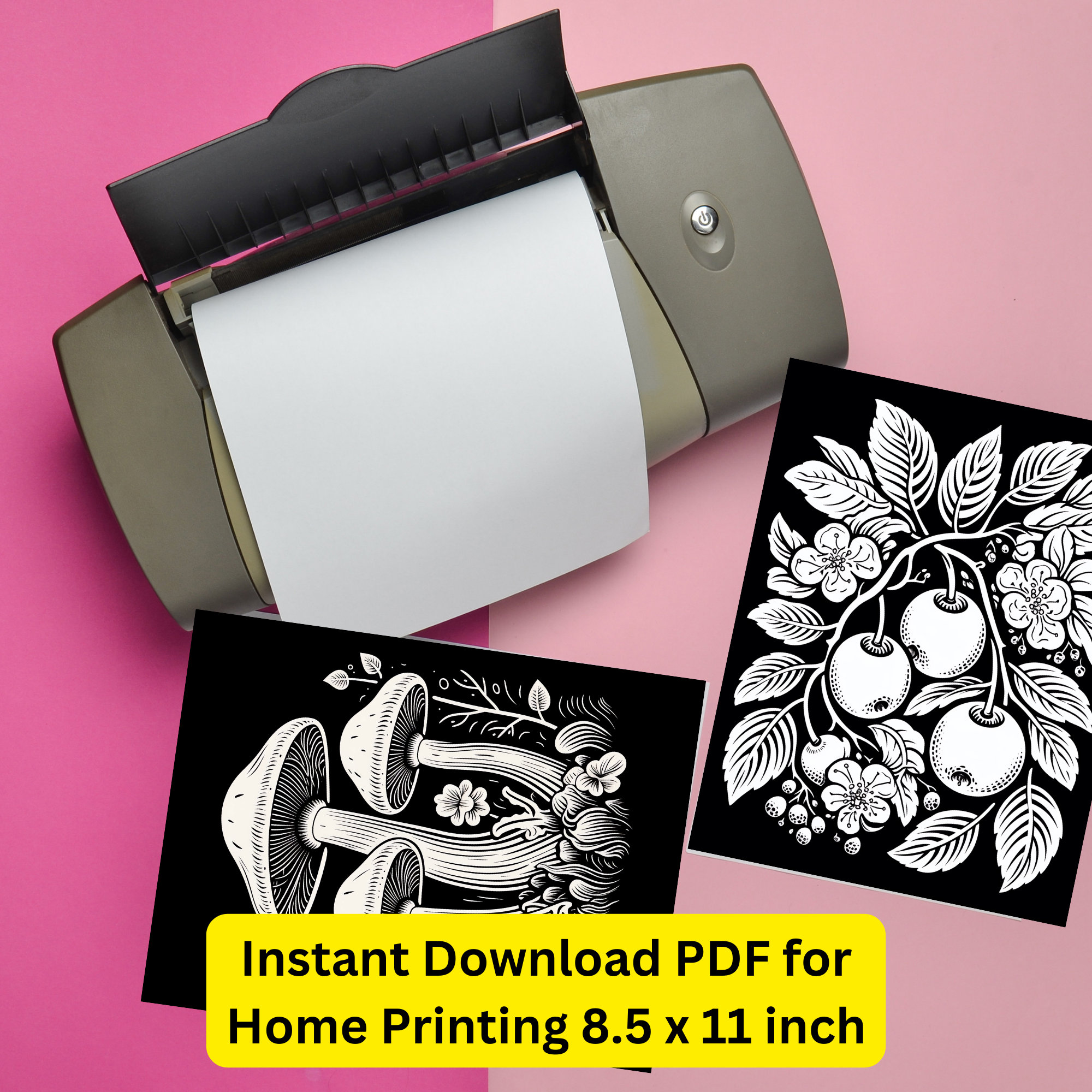 12 Botanical Linocut Inspired Coloring Pages Tracing Templates PDF ...