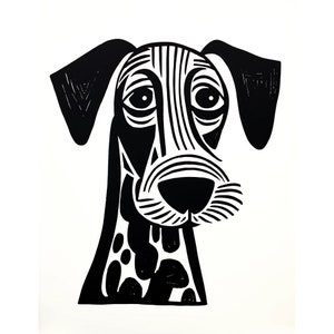 12 Abstract Funny Dogs Linocut Woodcut Tracing Designs - A4 A5 Letter ...