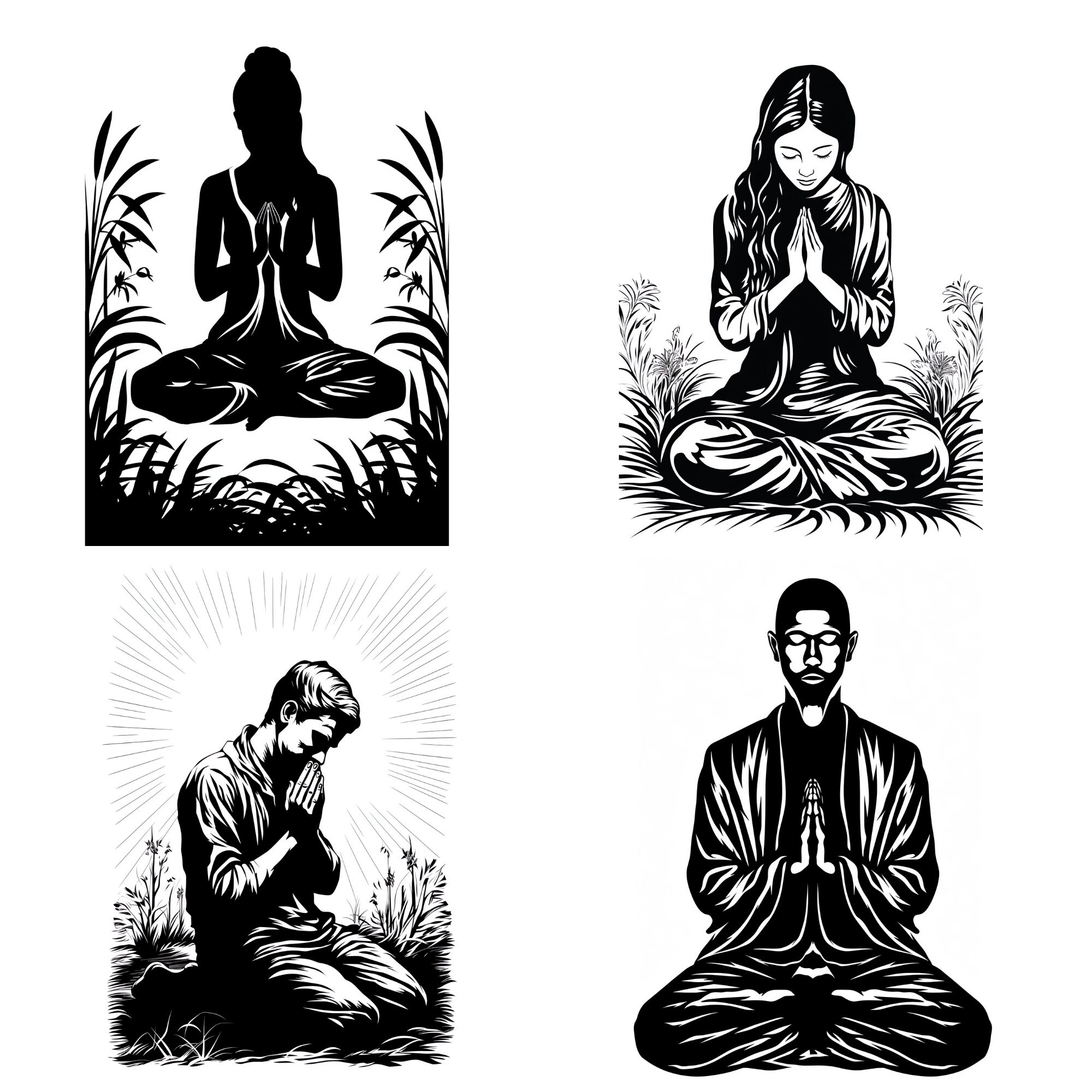21 Prayers Praying Pray Linocut Woodcut Tracing Designs - A4 A5 A6 & US ...