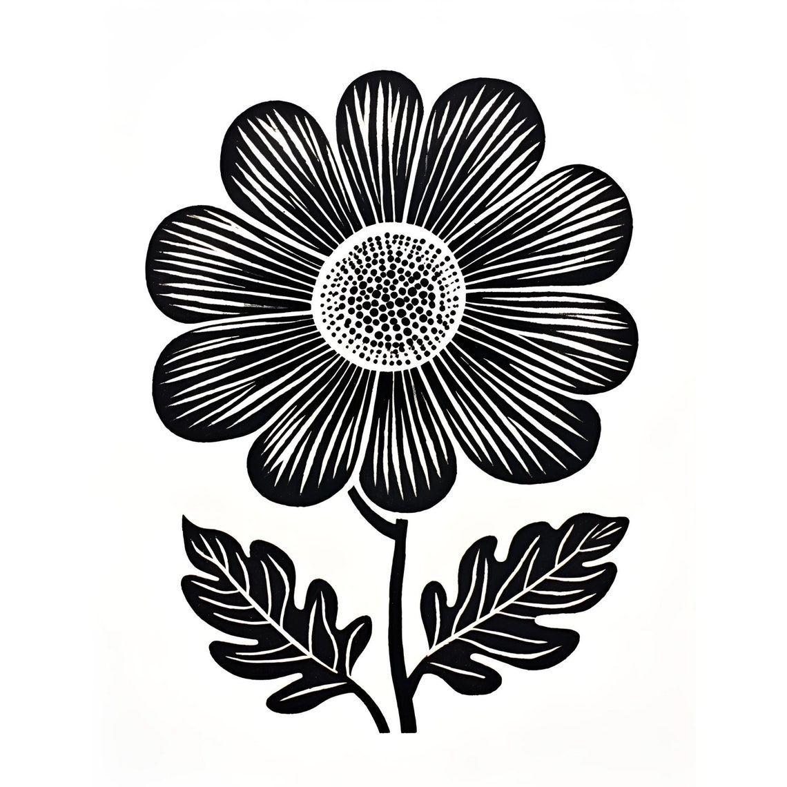 12 Simple Daisy Flowers Linocut Woodcut Tracing Designs A5/a4/8.5x11 ...