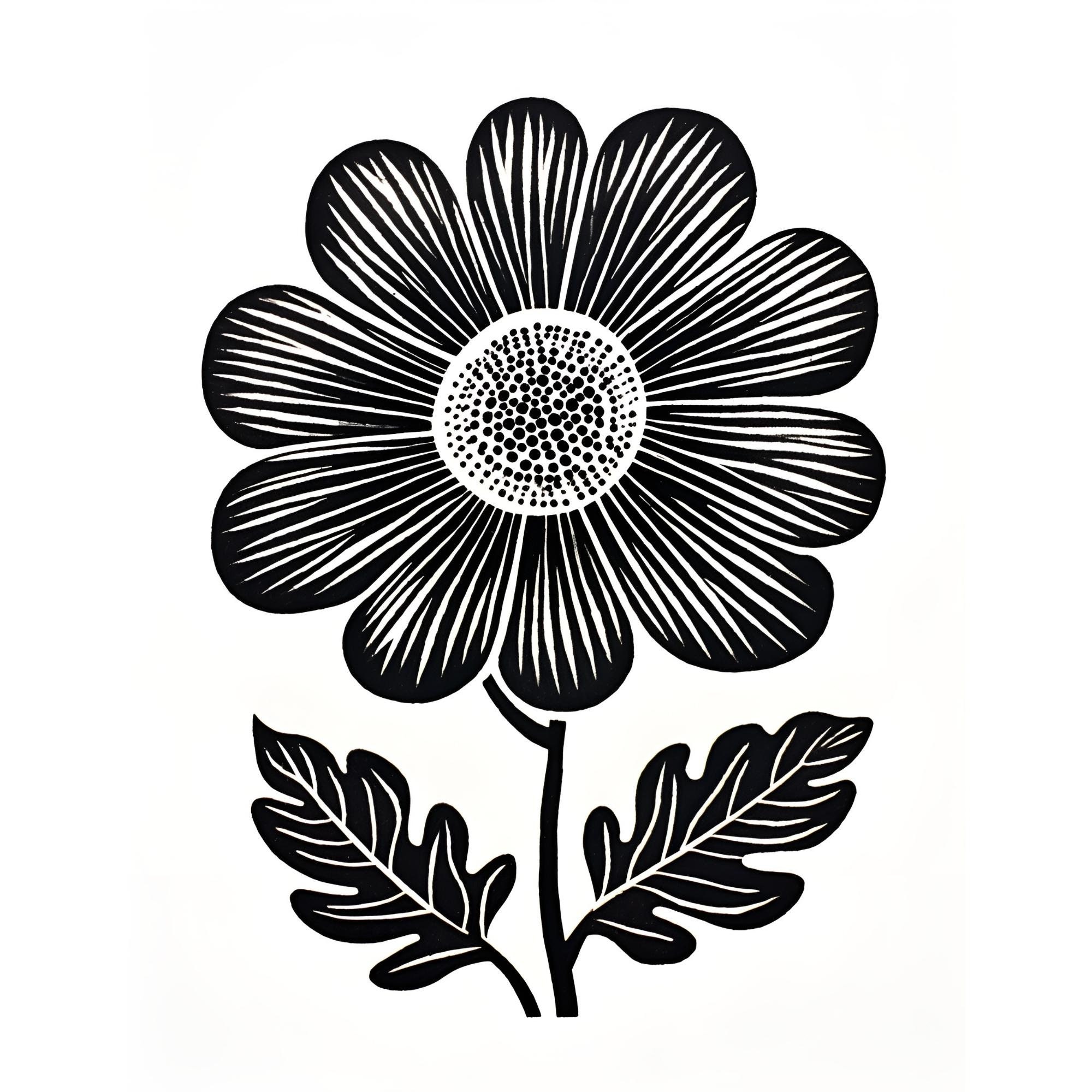 12 Simple Daisy Flowers Linocut Woodcut Tracing Designs - A5/a4/8.5x11 ...