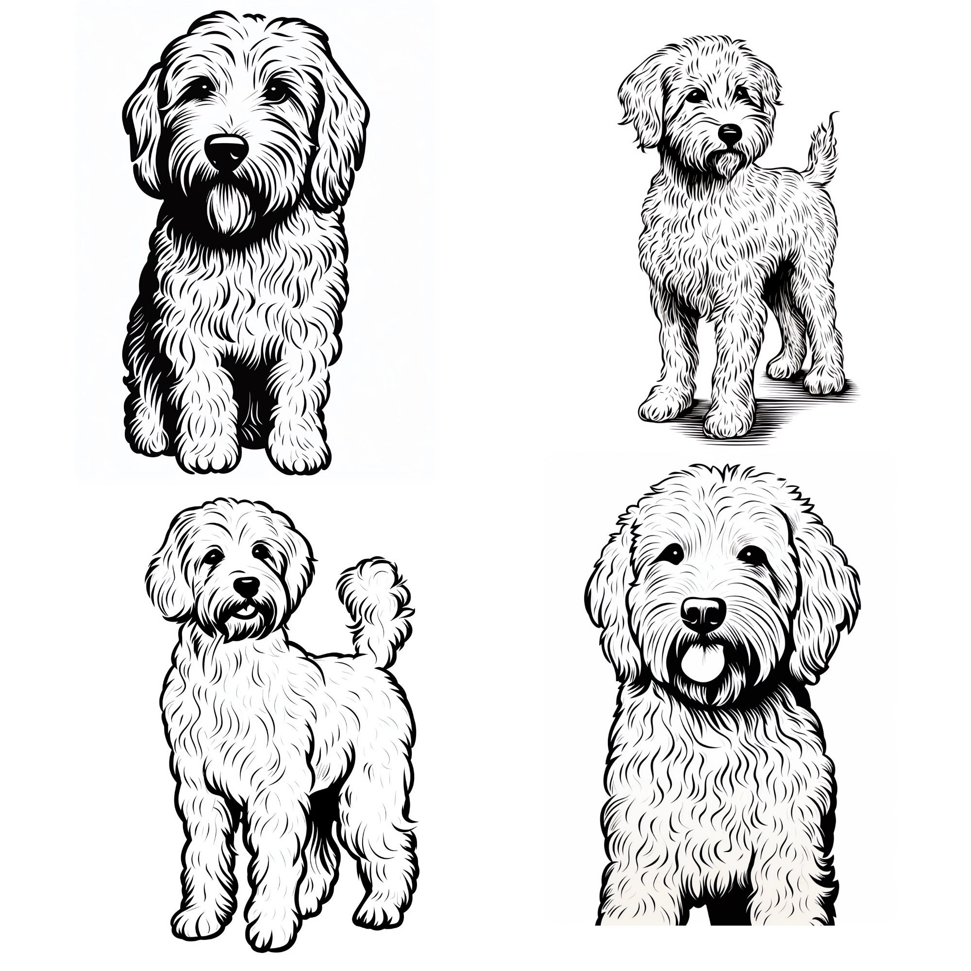 21 Doodle Dogs Linocut Woodcut Tracing Template Designs - A4 A5 A6 & US ...