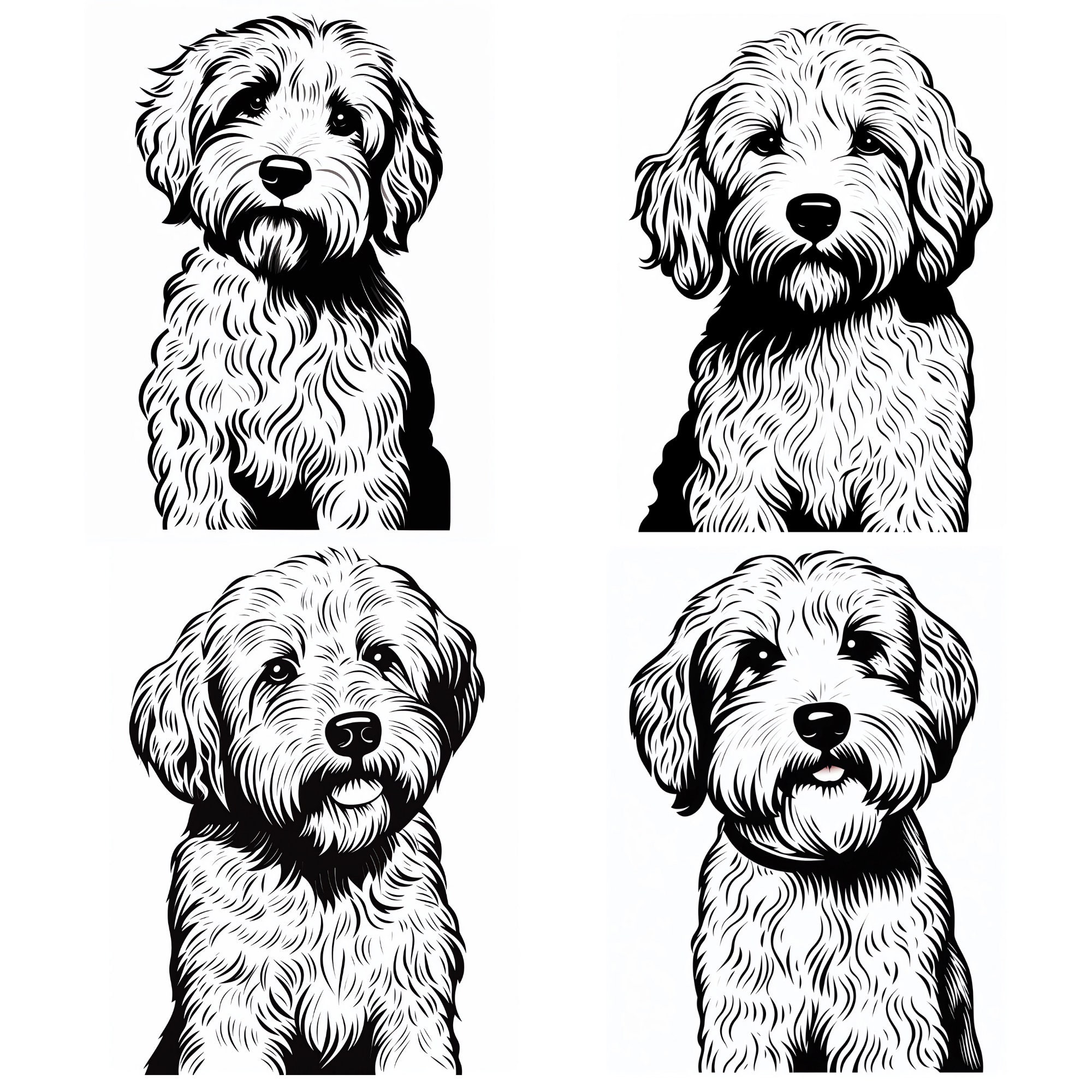 21 Doodle Dogs Linocut Woodcut Tracing Template Designs - A4 A5 A6 & US ...