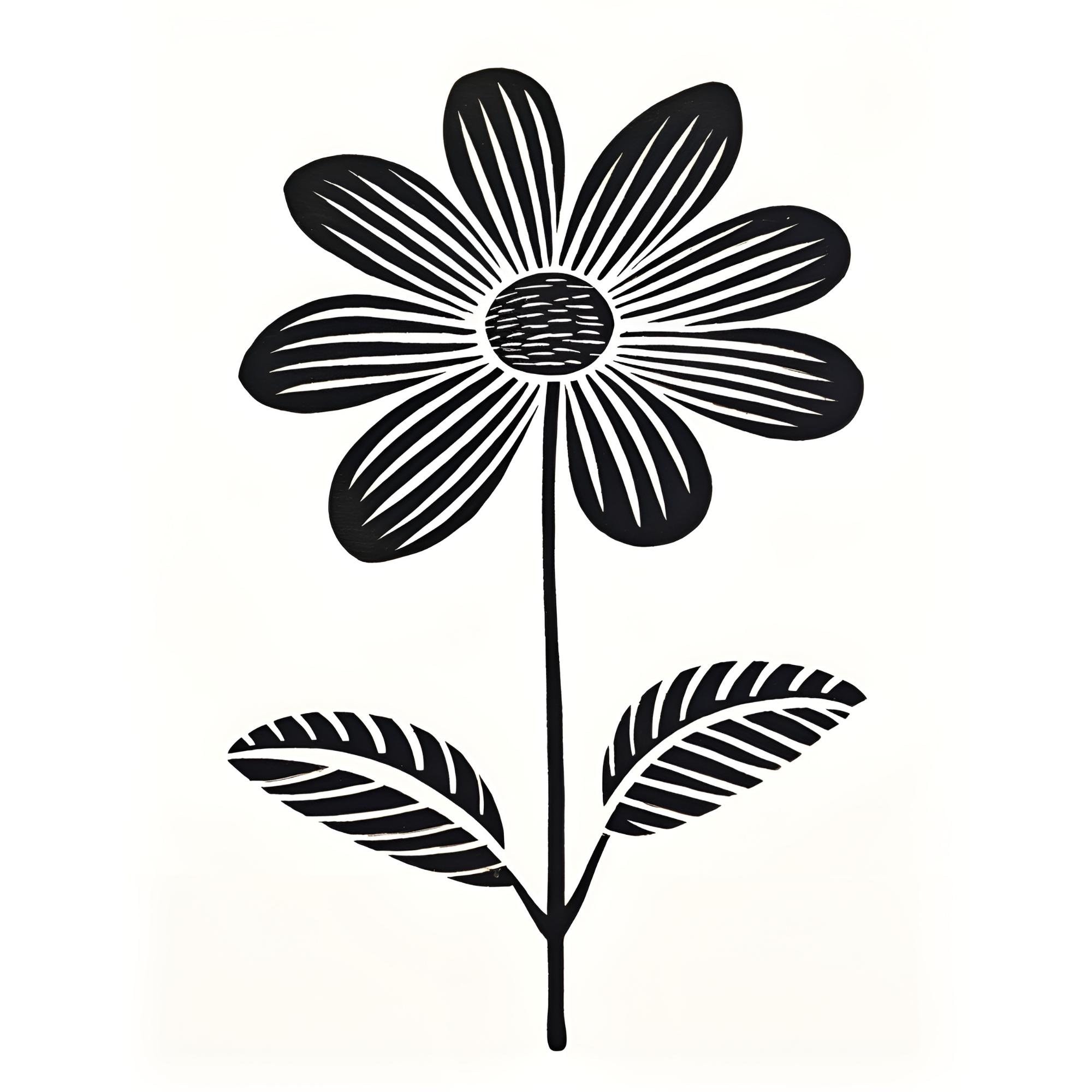 12 Simple Daisy Flowers Linocut Woodcut Tracing Designs - A5/a4/8.5x11 ...