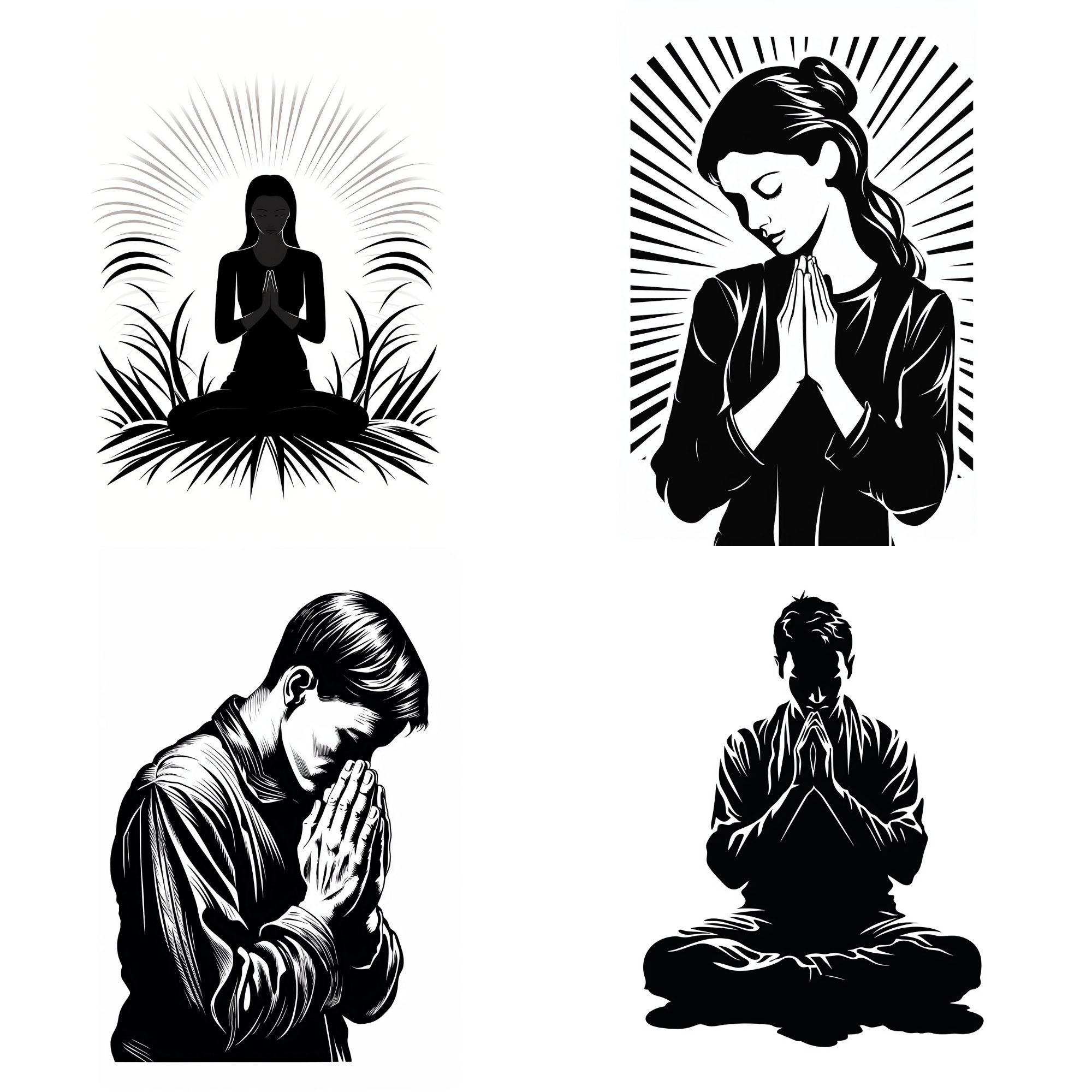 21 Prayers Praying Pray Linocut Woodcut Tracing Designs - A4 A5 A6 & US ...