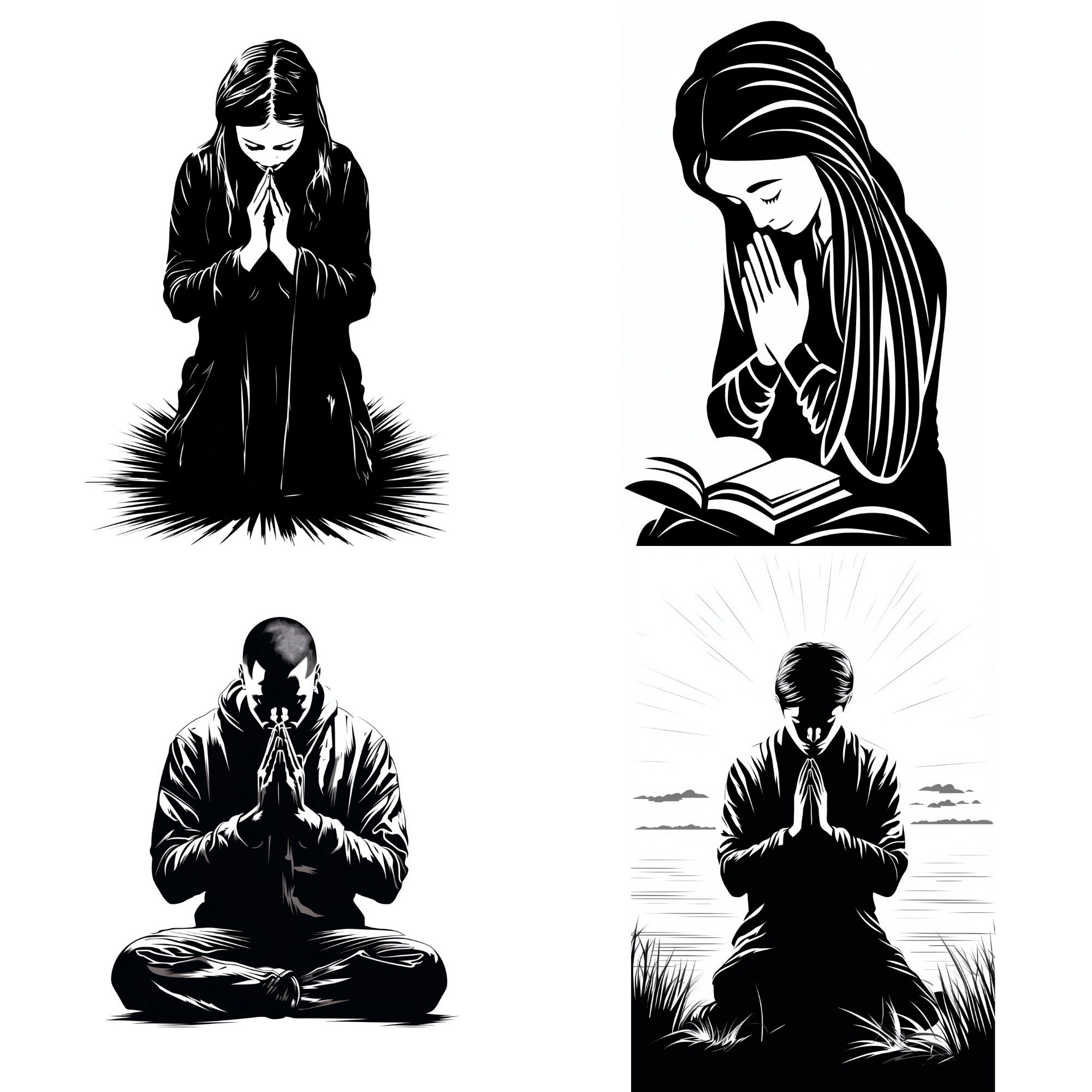21 Prayers Praying Pray Linocut Woodcut Tracing Designs - A4 A5 A6 & US ...