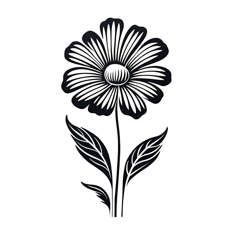 12 Simple Daisy Flowers Linocut Woodcut Tracing Designs - A5/a4/8.5x11 ...