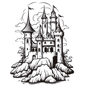 21 Fantasy Castle Linocut Woodcut Tracing Template Designs - A4 A5 A6 ...
