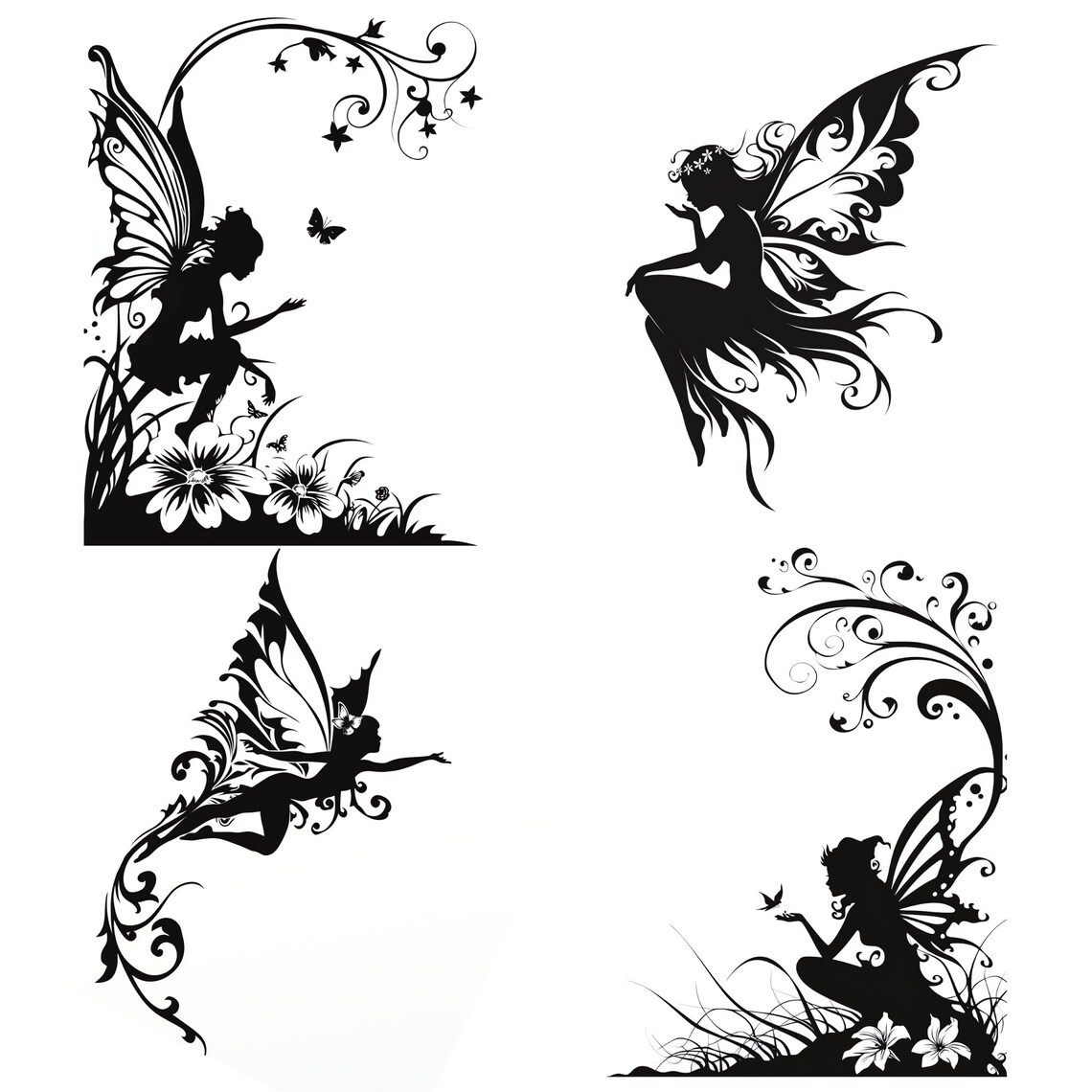 21 Butterfly Fairy Linocut Woodcut Tracing Template Design - A4 A5 A6 ...