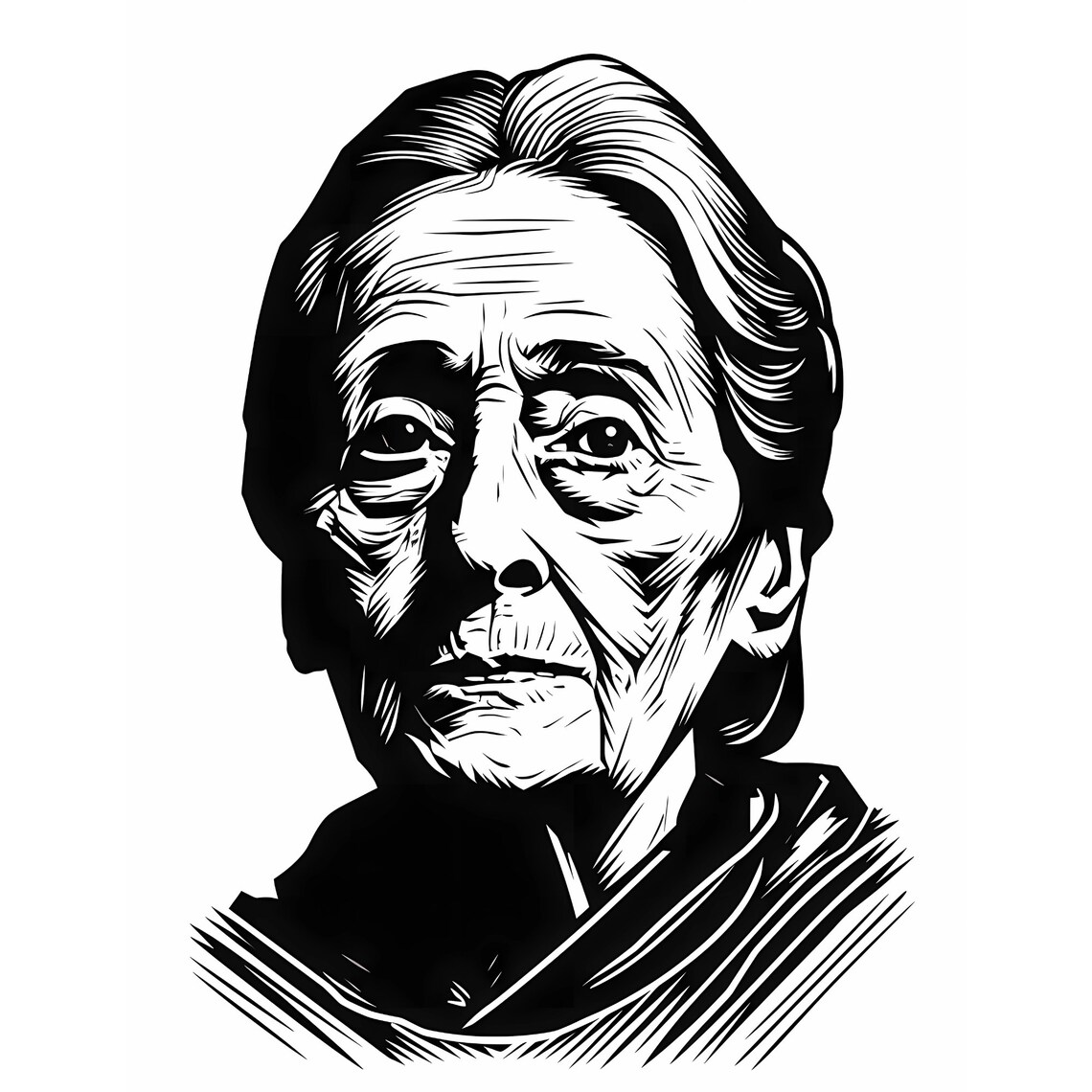 12 Human Face Linocut Woodcut Tracing Designs - A4 A5 Letter Sizes ...