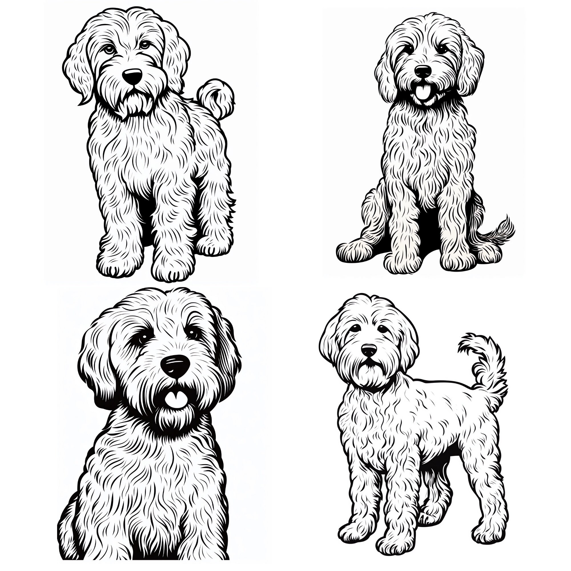 21 Doodle Dogs Linocut Woodcut Tracing Template Designs - A4 A5 A6 & US ...