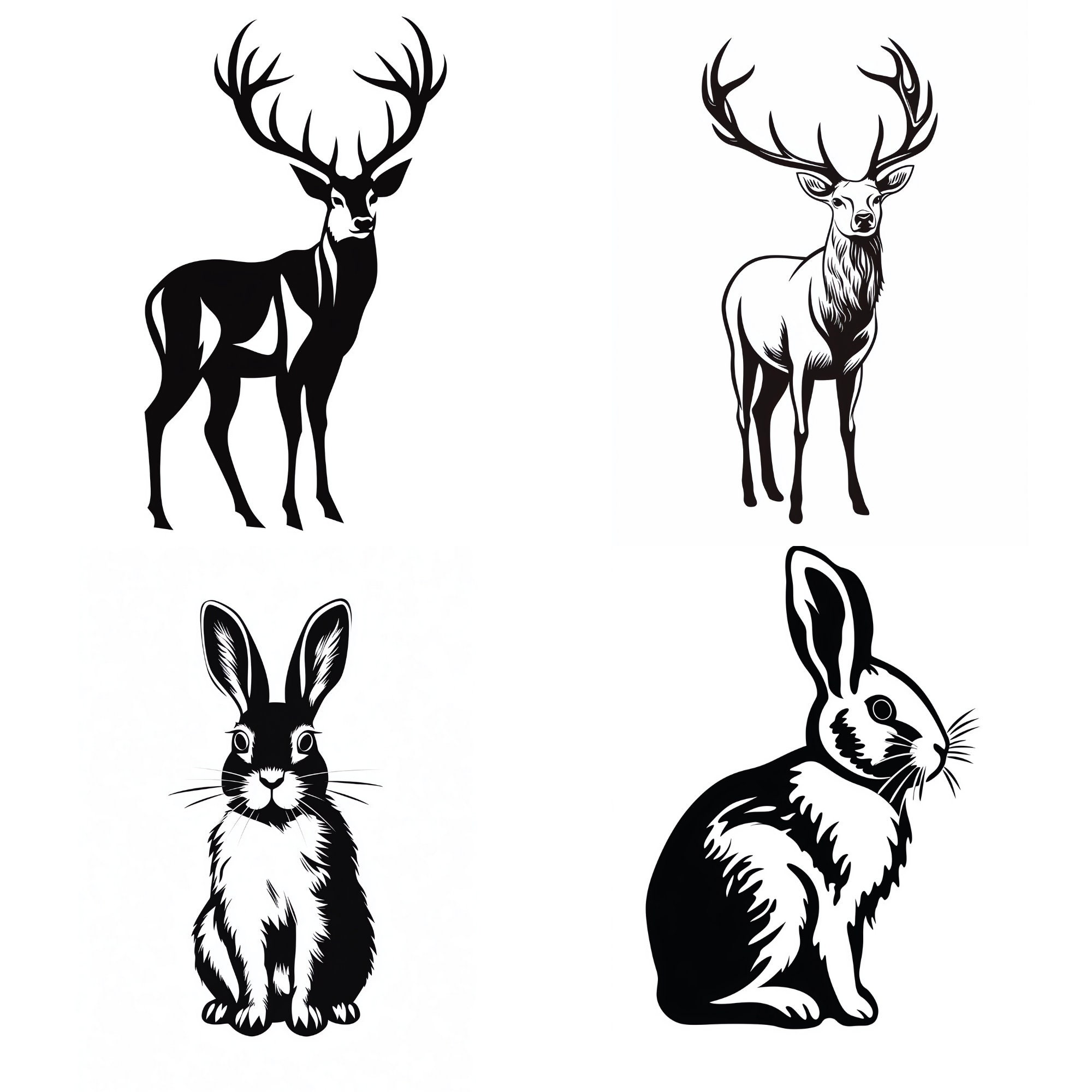 12 Woodland Animals Linocut Woodcut Tracing Designs - Fox, Rabbit ...