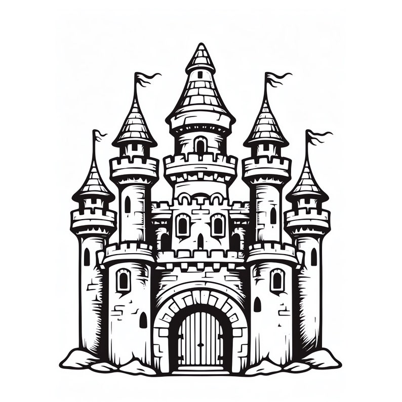 21 Fantasy Castle Linocut Woodcut Tracing Template Designs - A4 A5 A6 ...