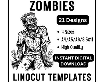 21 Fantasy Castle Linocut Woodcut Tracing Template Designs - A4 A5 A6 ...