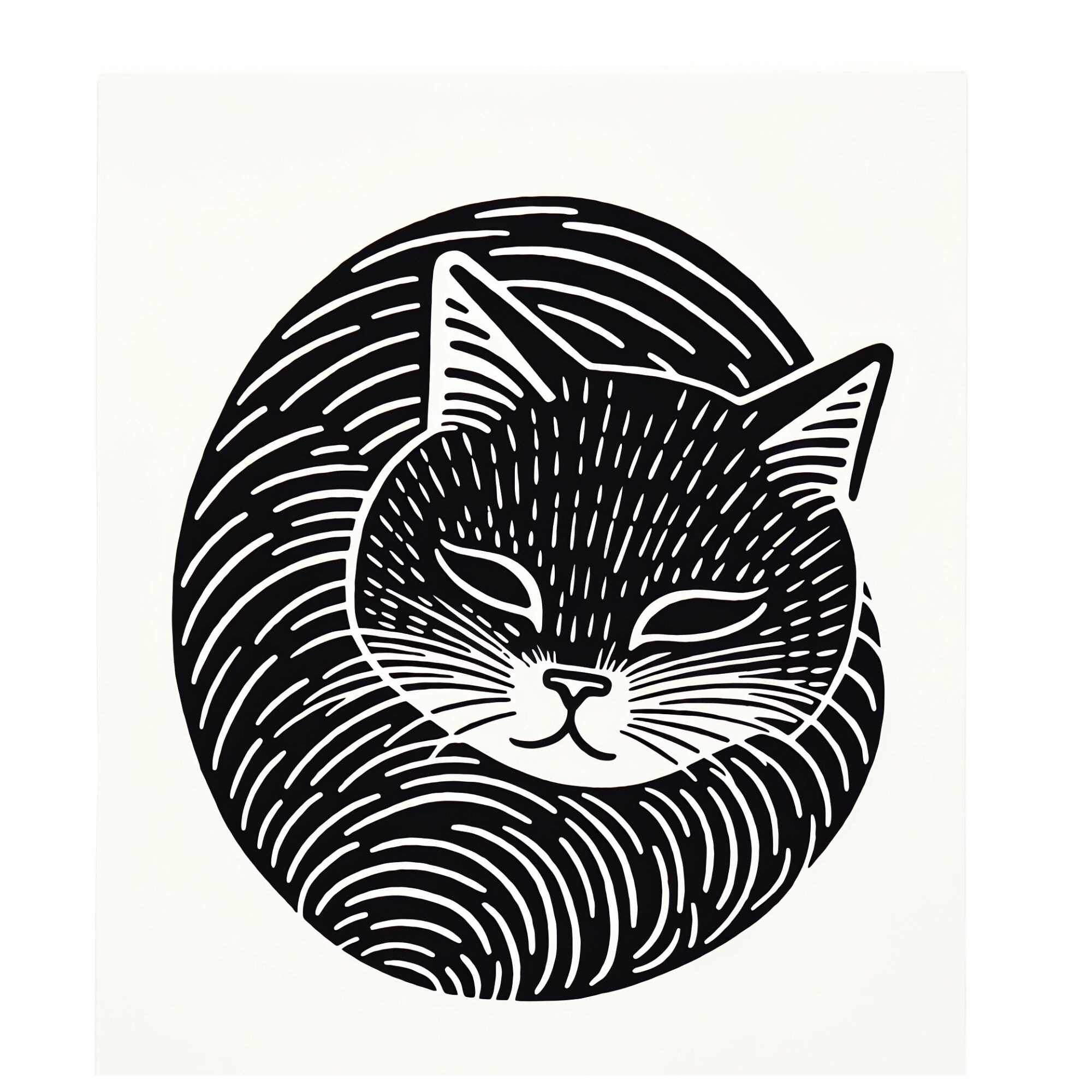 12 Abstract Cats Kittens Linocut Woodcut Tracing Designs A4 A5 Letter ...