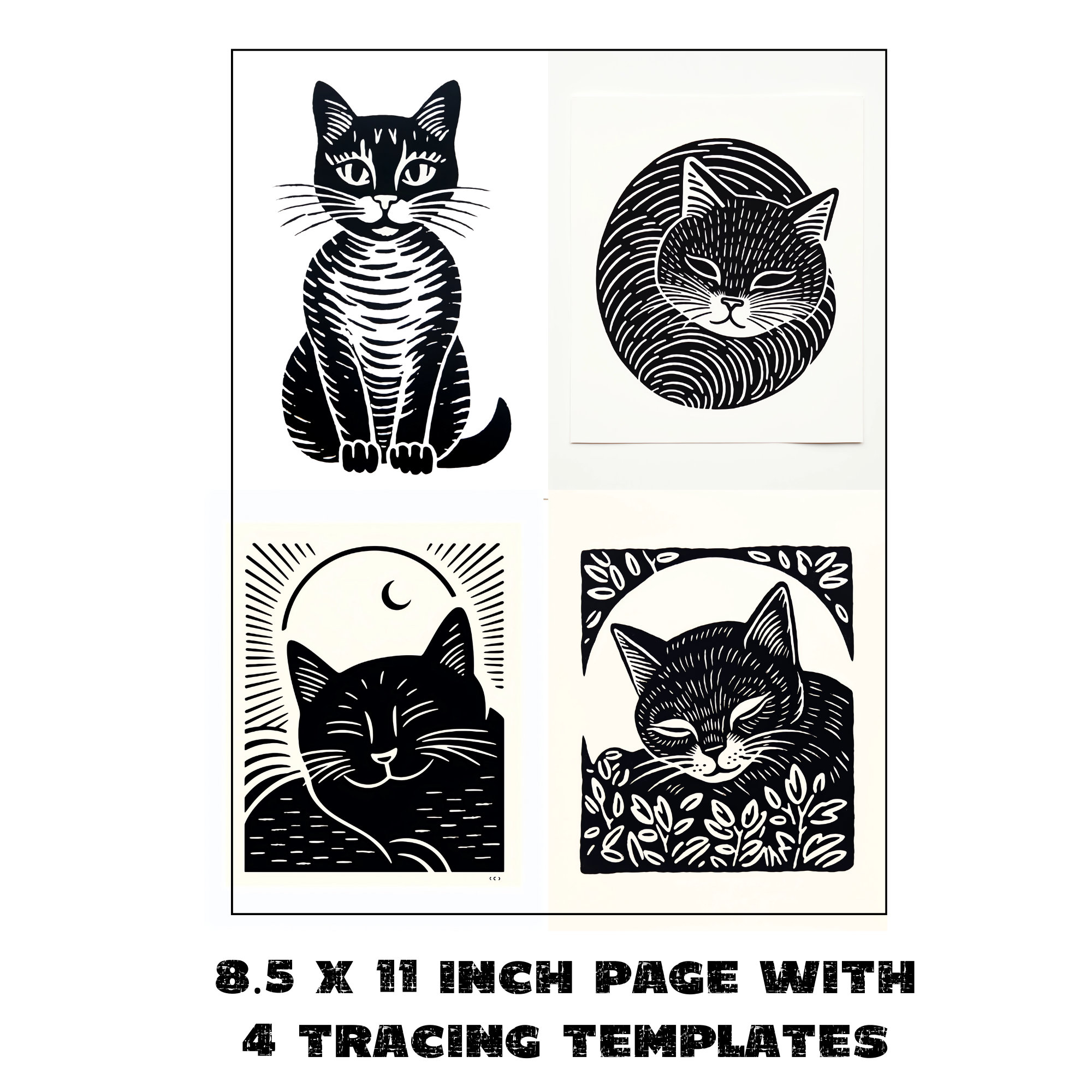 40 PAGES Linocut Tracing Templates Animals & Nature Birds, Botanicals ...