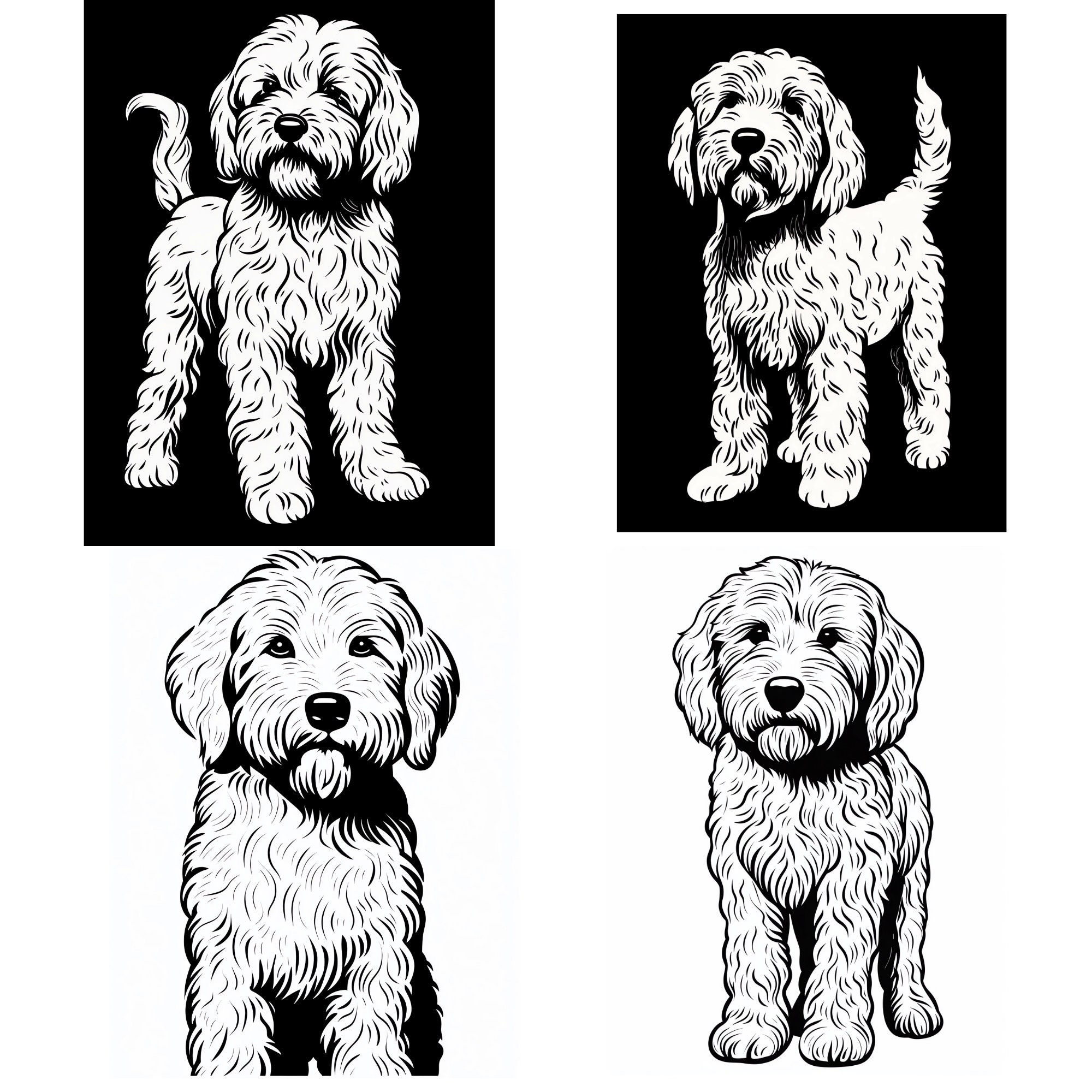 21 Doodle Dogs Linocut Woodcut Tracing Template Designs - A4 A5 A6 & US ...